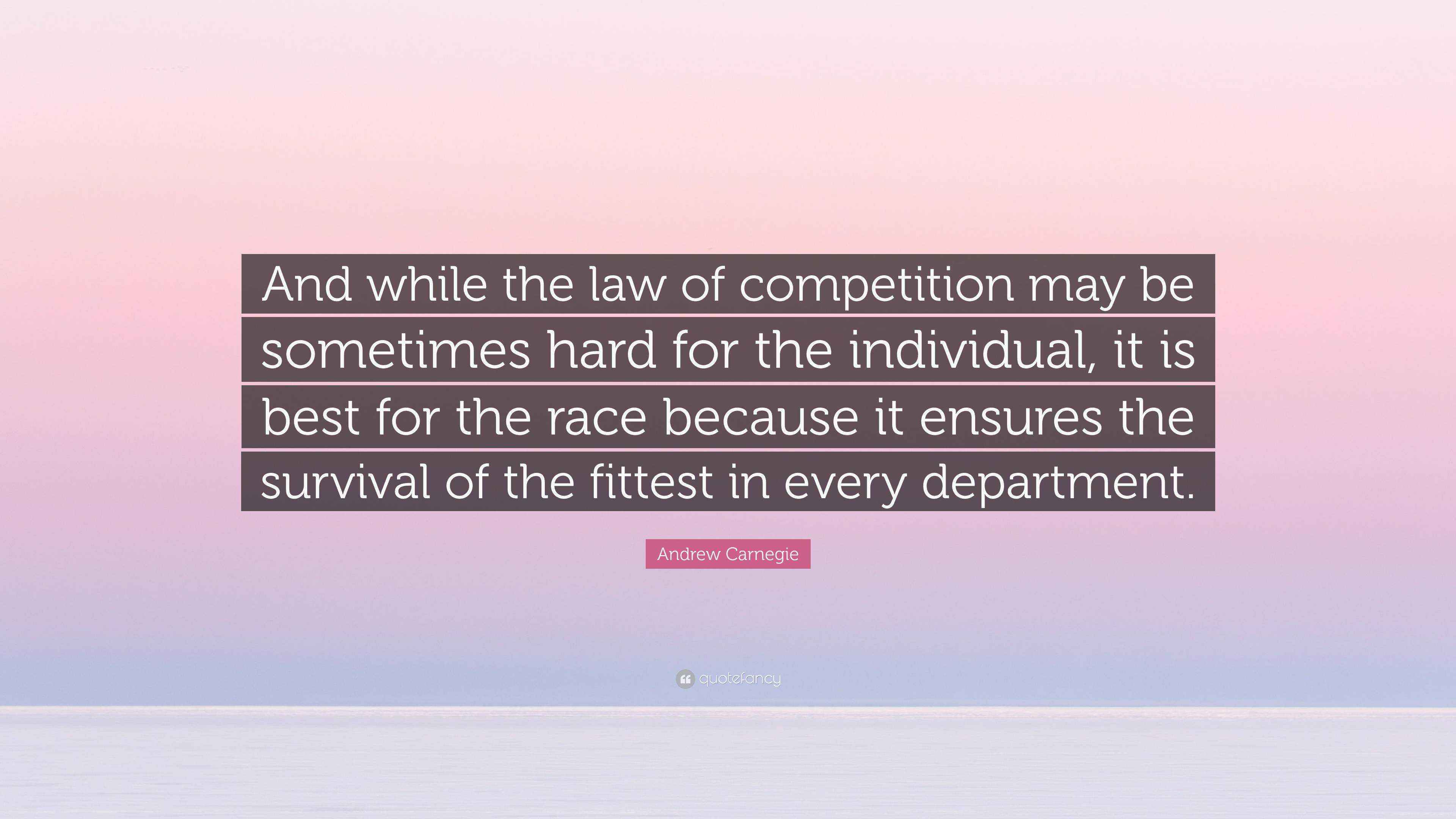 Andrew Carnegie Quote: “And while the law of competition may be ...