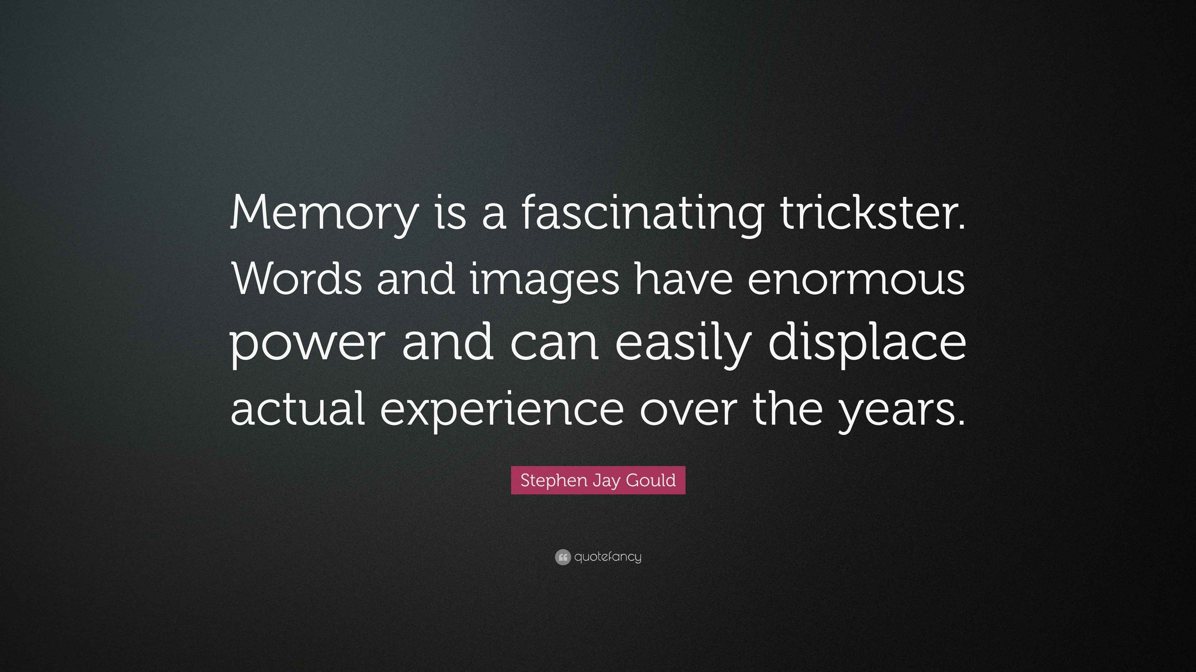 Stephen Jay Gould Quote: “Memory is a fascinating trickster. Words and ...