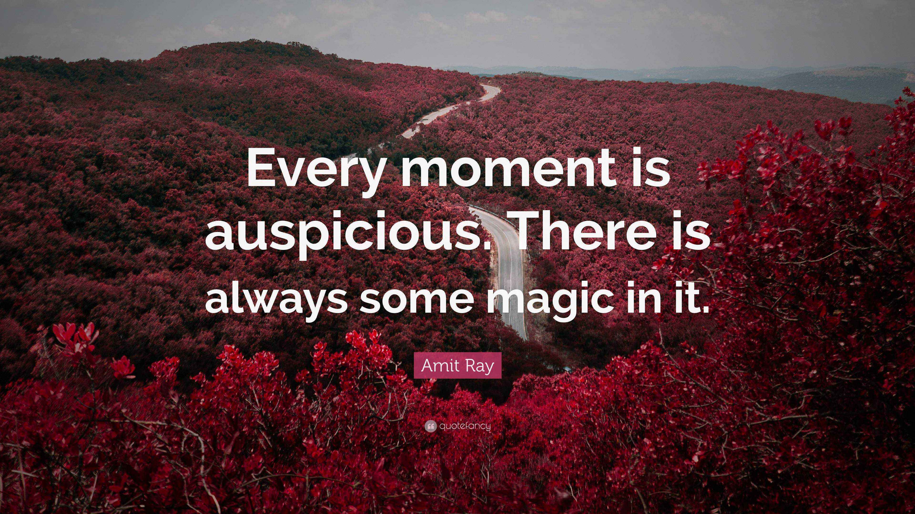 Amit Ray Quote: “Every moment is auspicious. There is always some magic ...