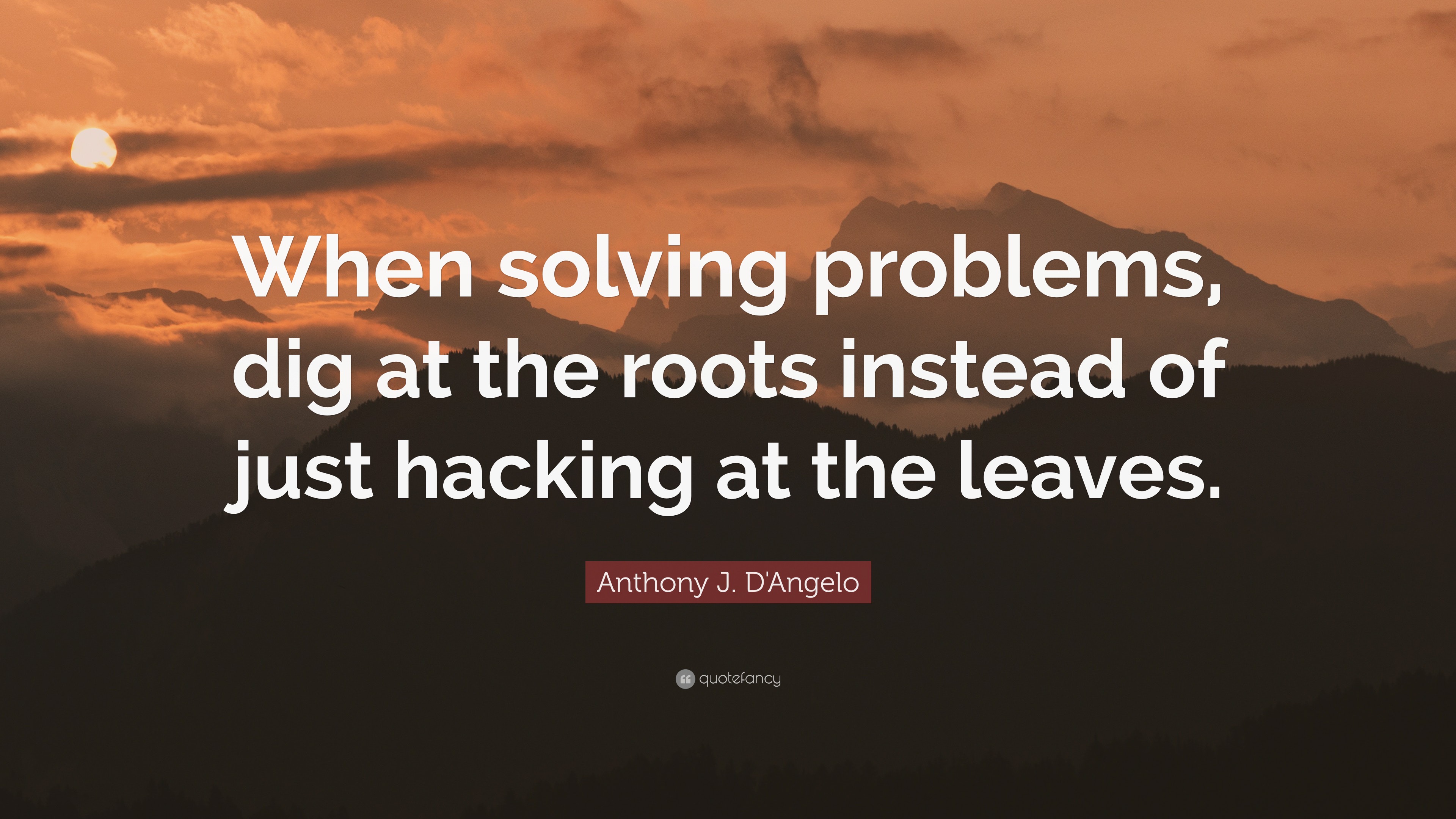 Anthony J. D'Angelo Quote: “When solving problems, dig at the roots ...