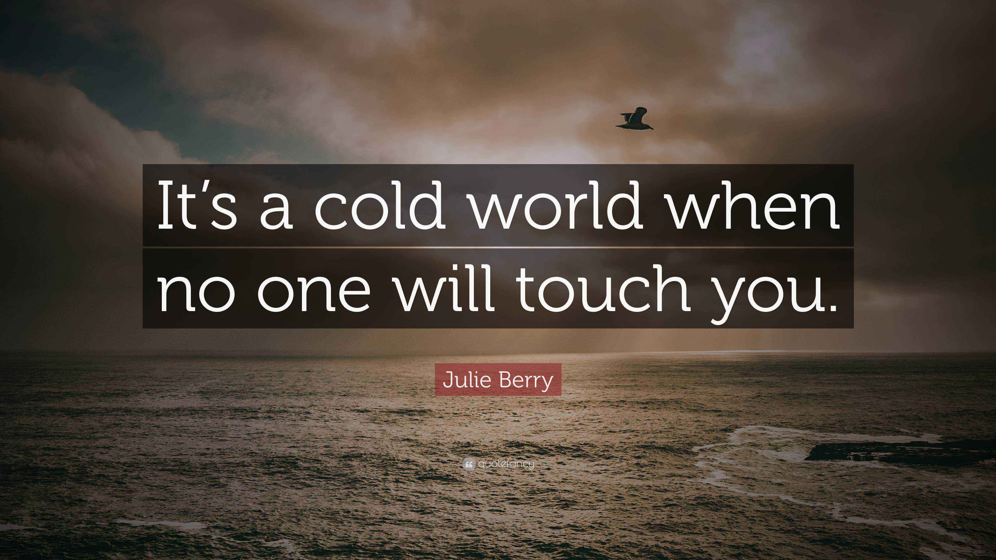 Julie Berry Quote: “It’s a cold world when no one will touch you.”