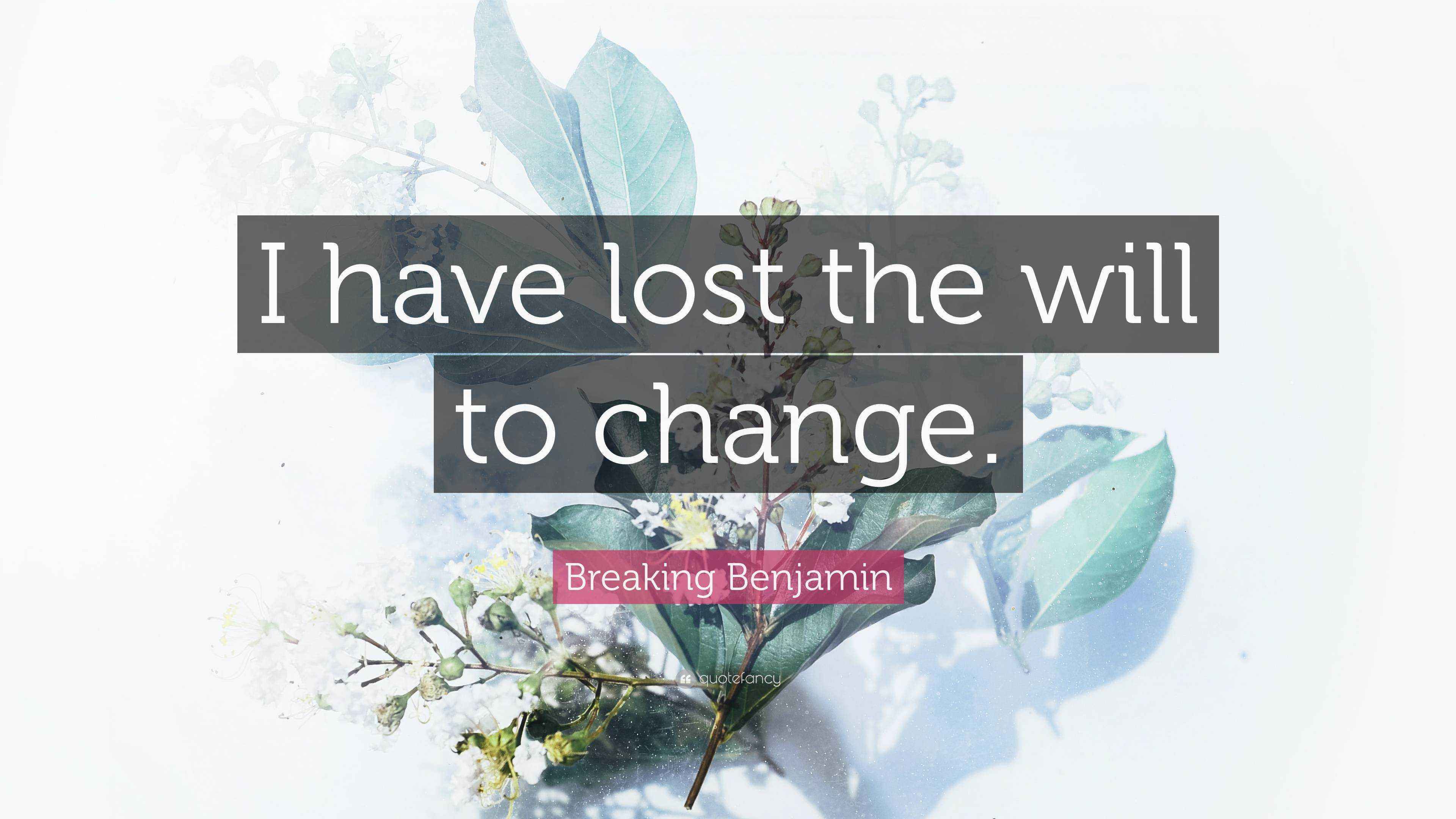 Breaking Benjamin Quote: “I have lost the will to change.”