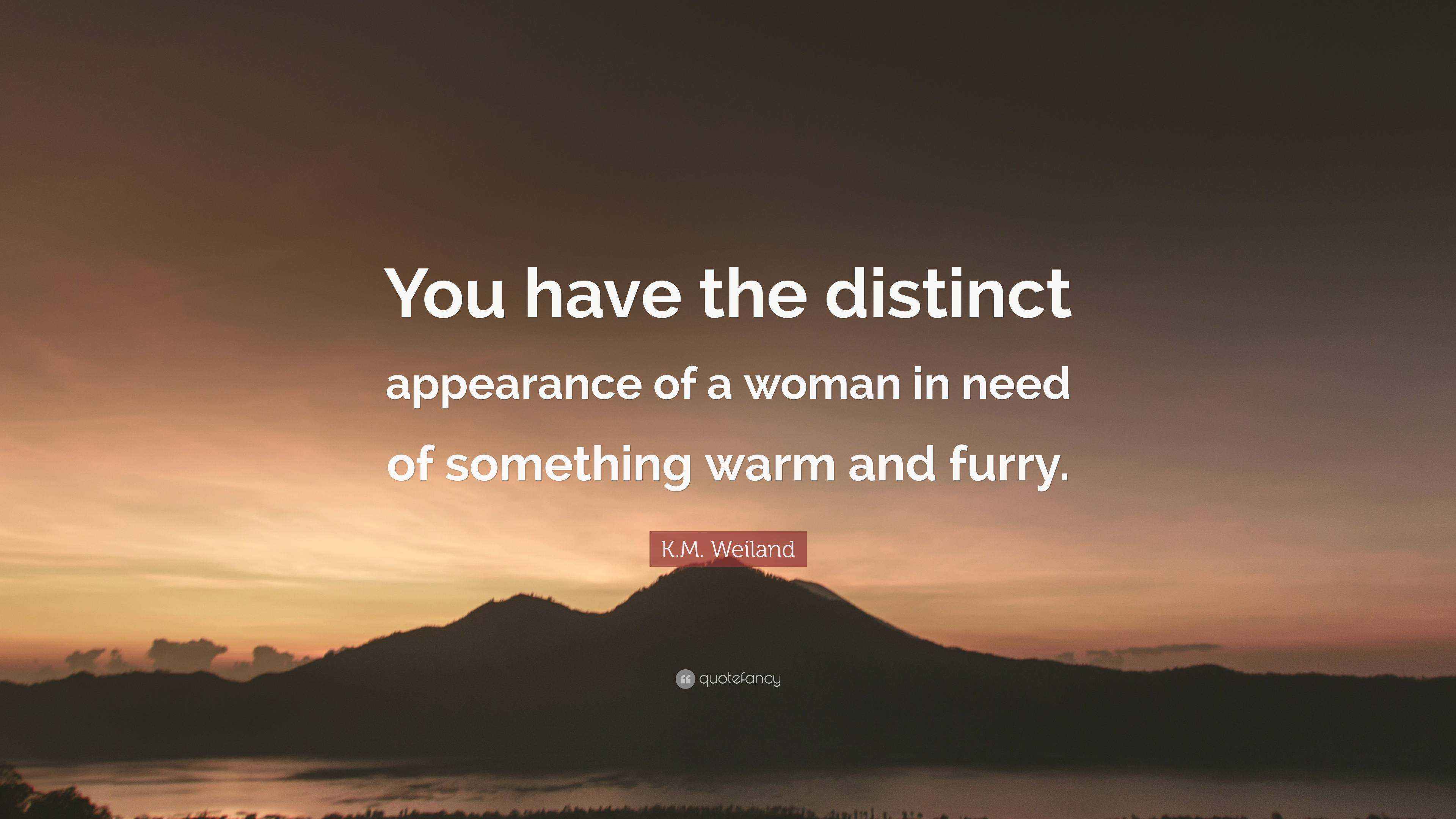 K.M. Weiland Quote: “You have the distinct appearance of a woman in ...