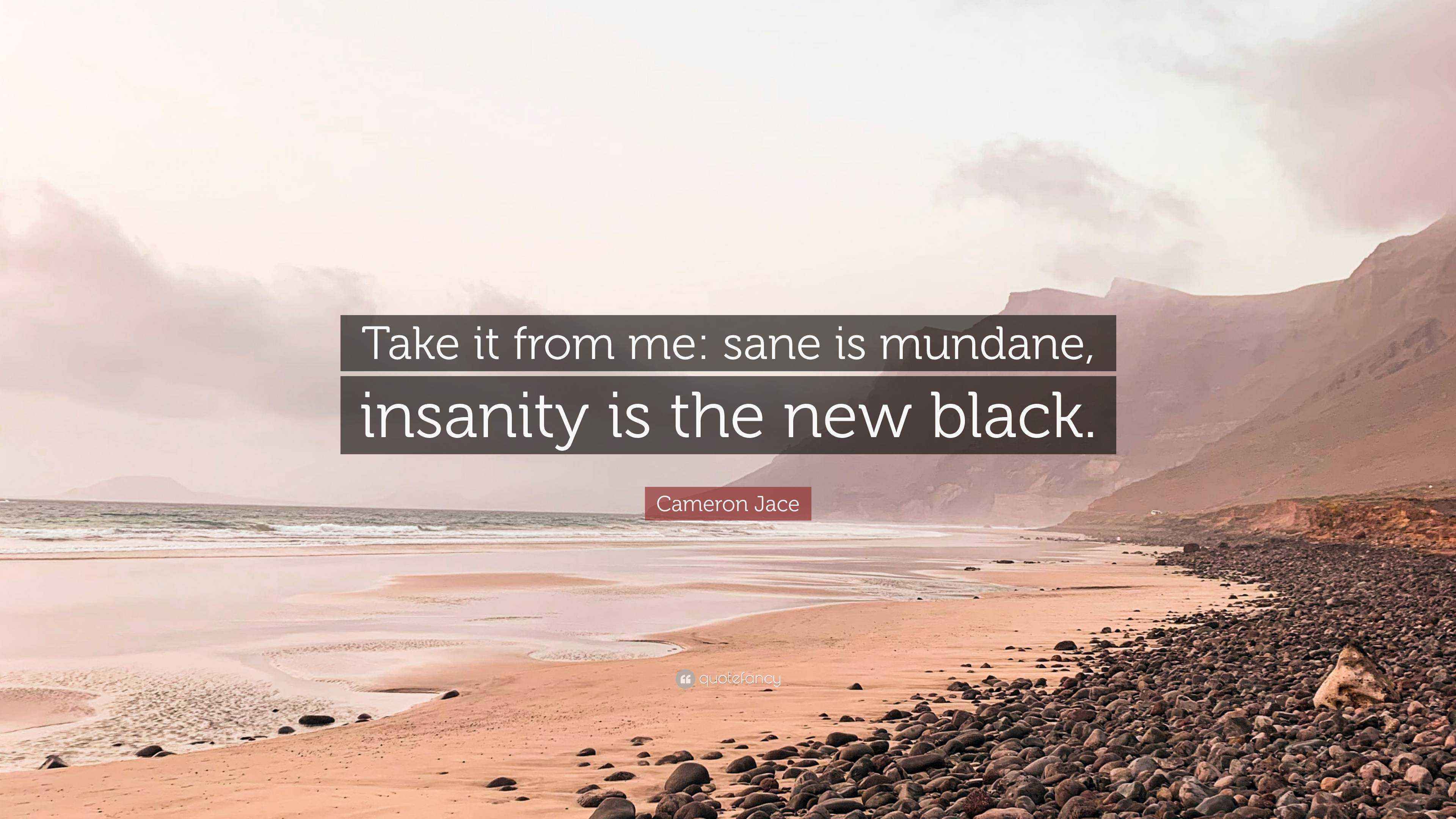 Cameron Jace Quote: “Take it from me: sane is mundane, insanity is the ...