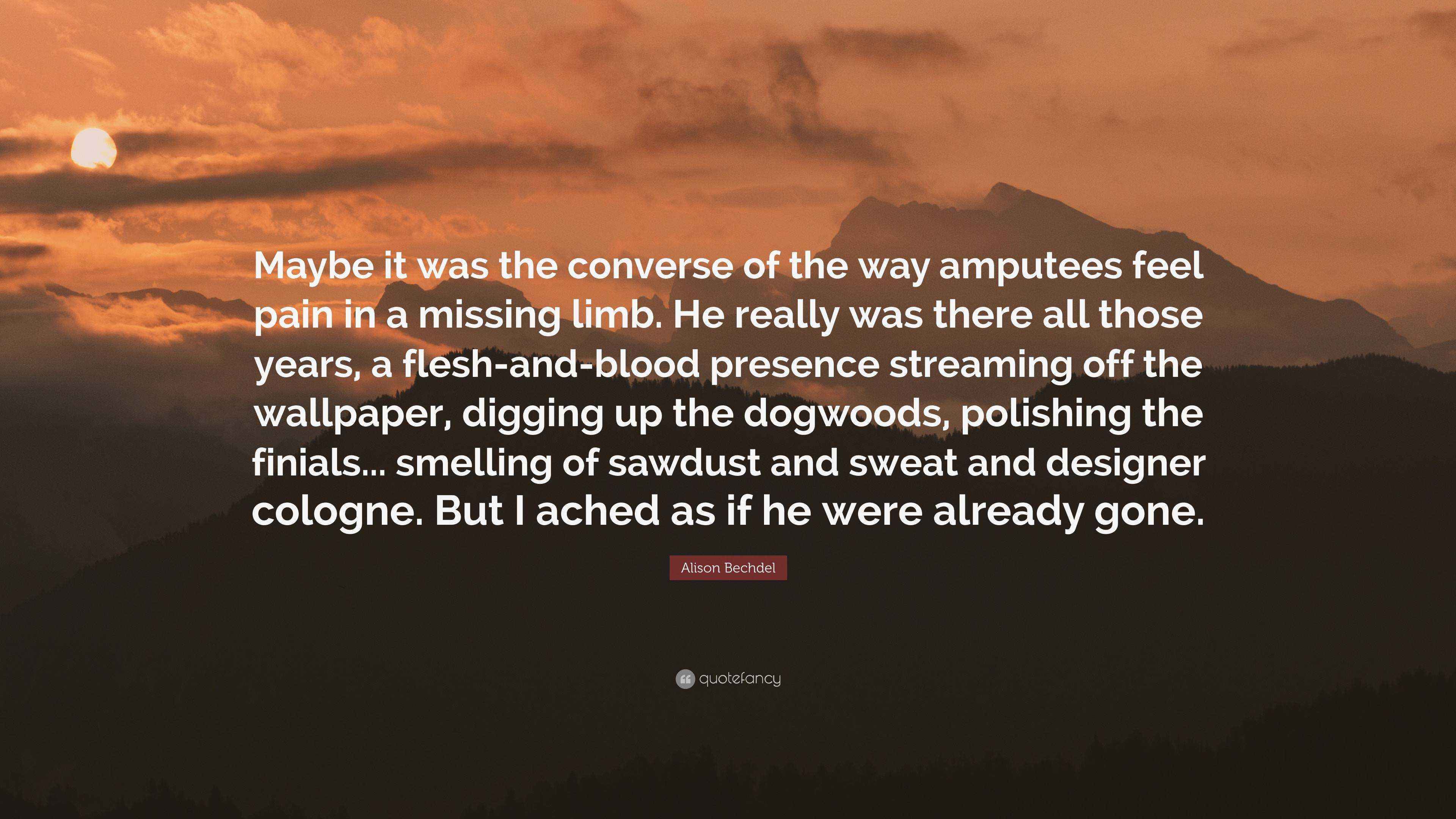 Alison Bechdel Quote: “Maybe it was the converse of the way amputees ...