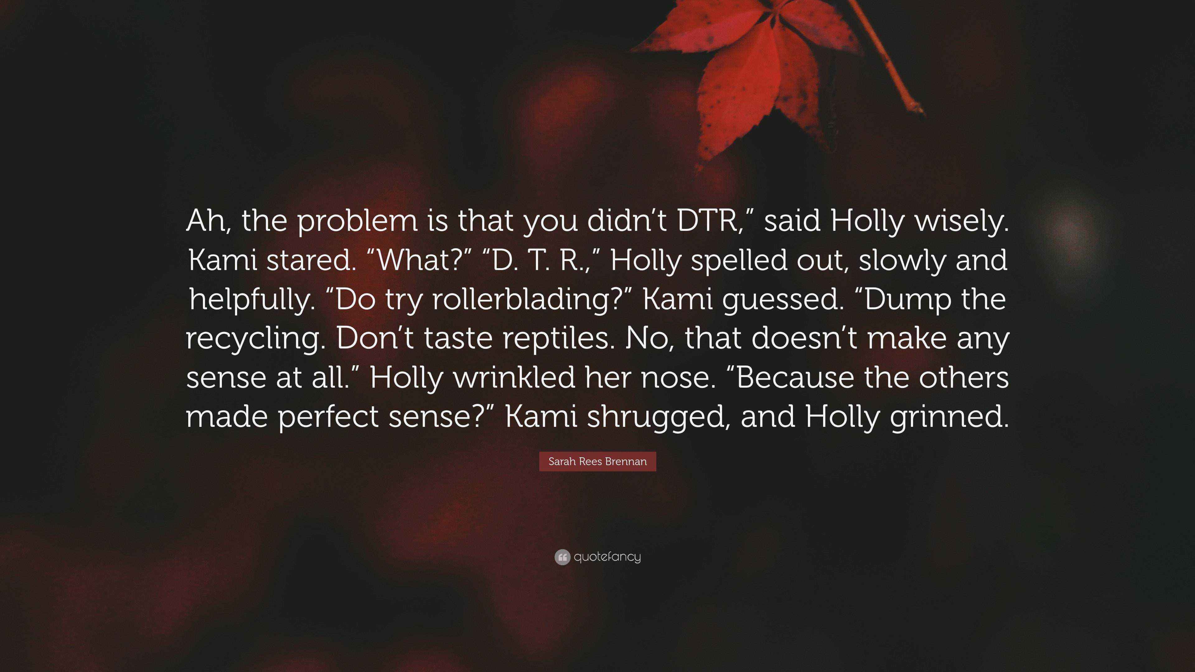 Sarah Rees Brennan Quote: “Ah, the problem is that you didn’t DTR ...