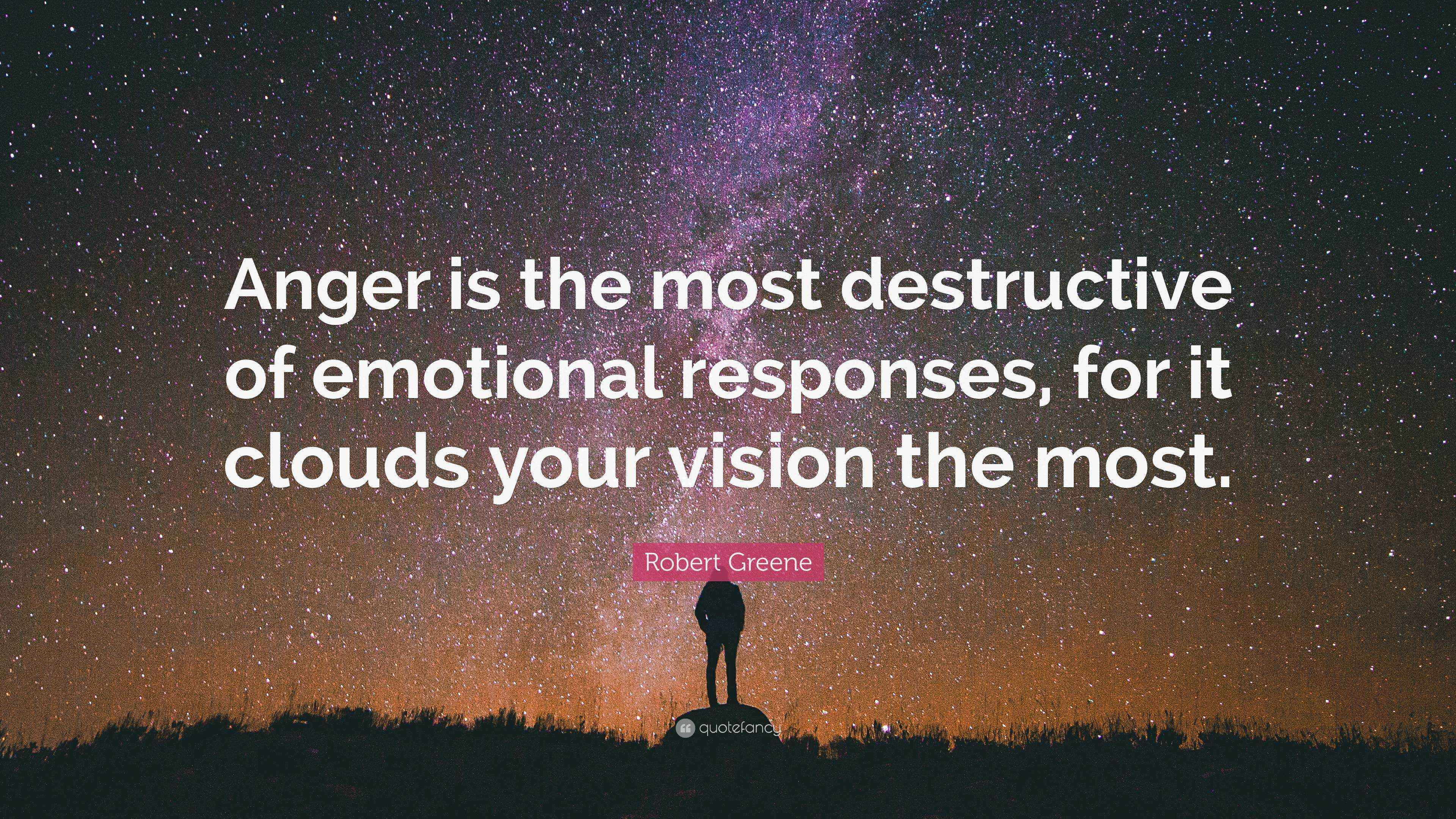Robert Greene Quote: “Anger is the most destructive of emotional ...