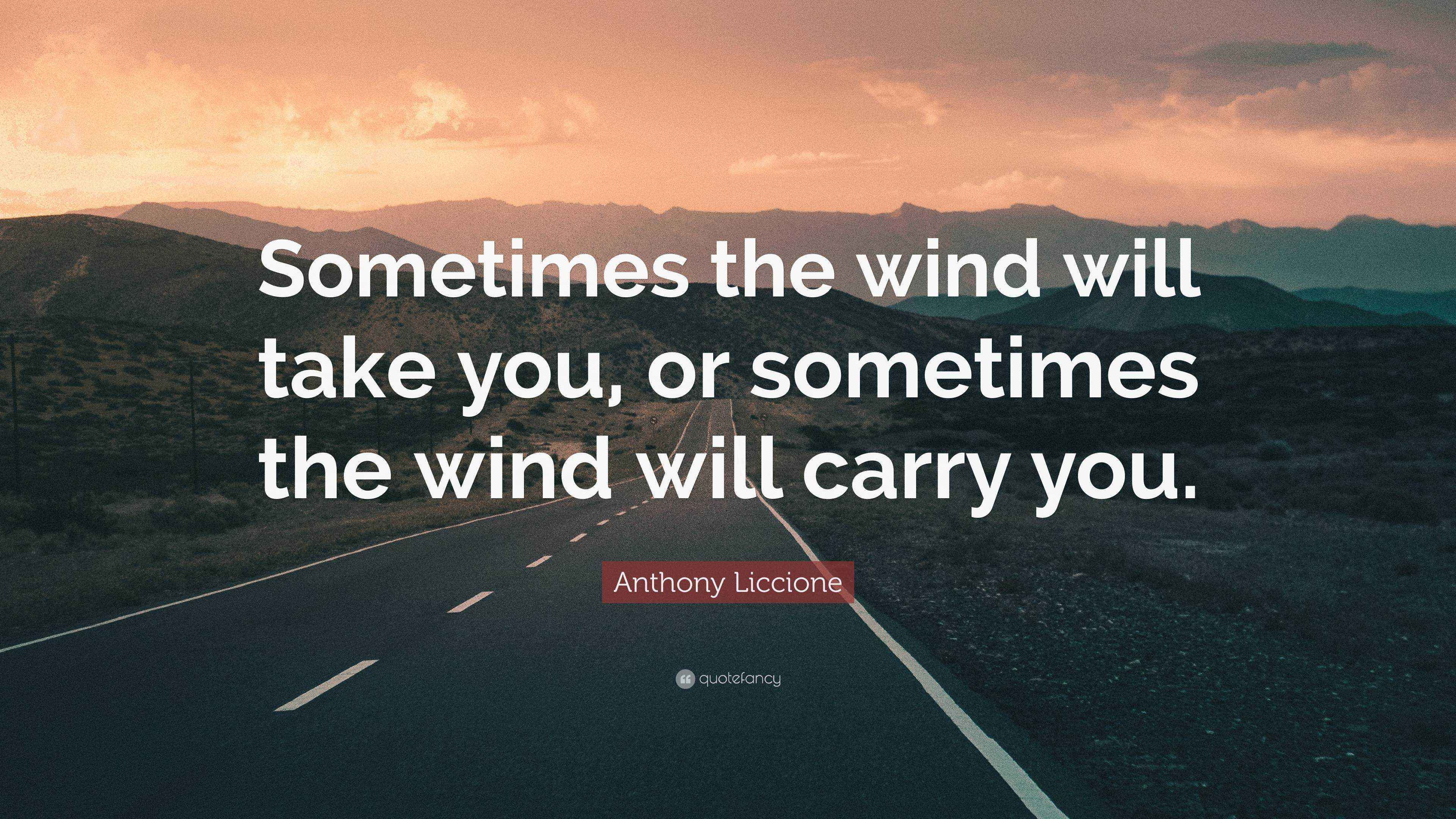 Anthony Liccione Quote: “Sometimes the wind will take you, or sometimes ...