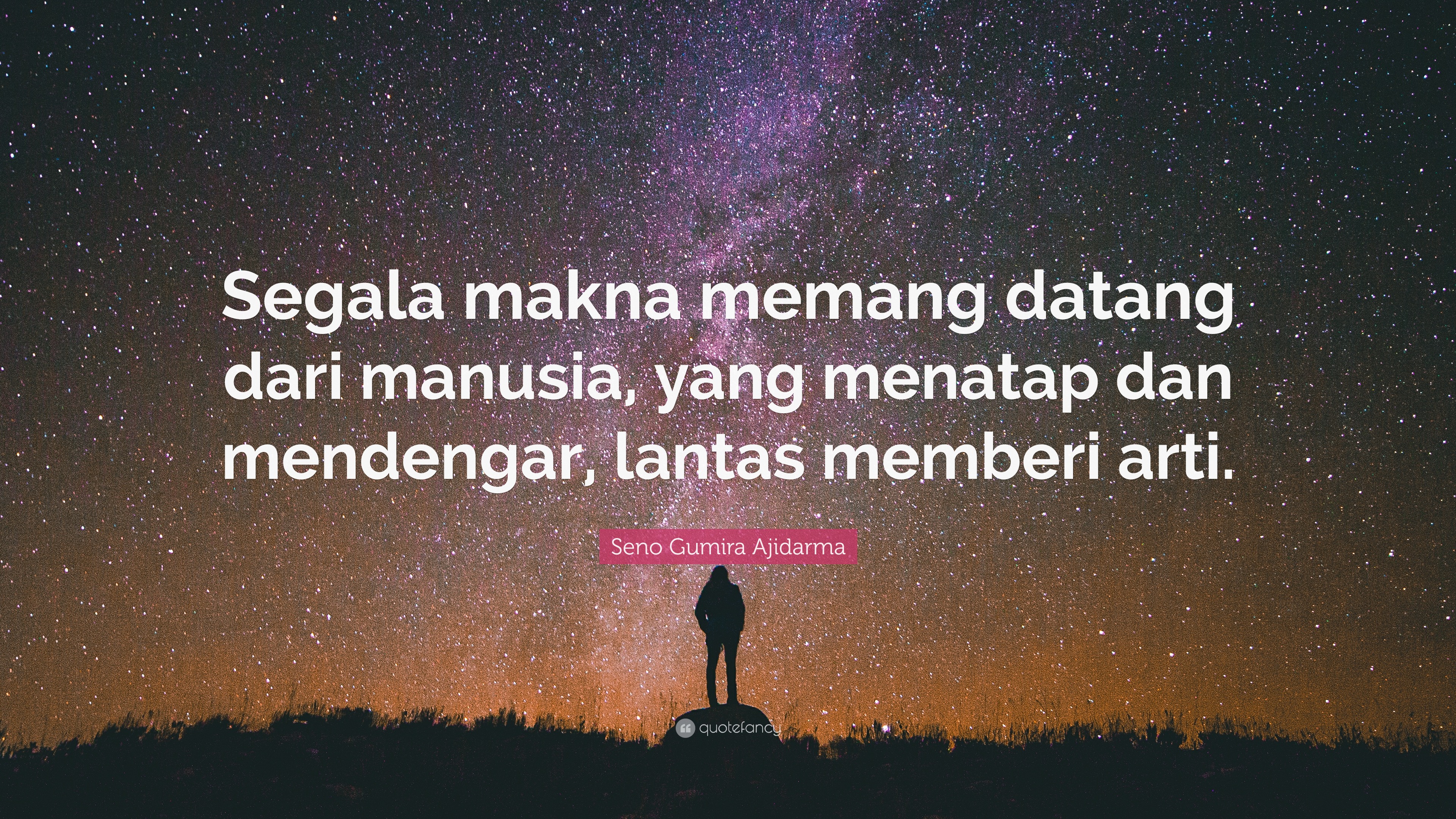Seno Gumira Ajidarma Quote: “Segala makna memang datang dari manusia ...