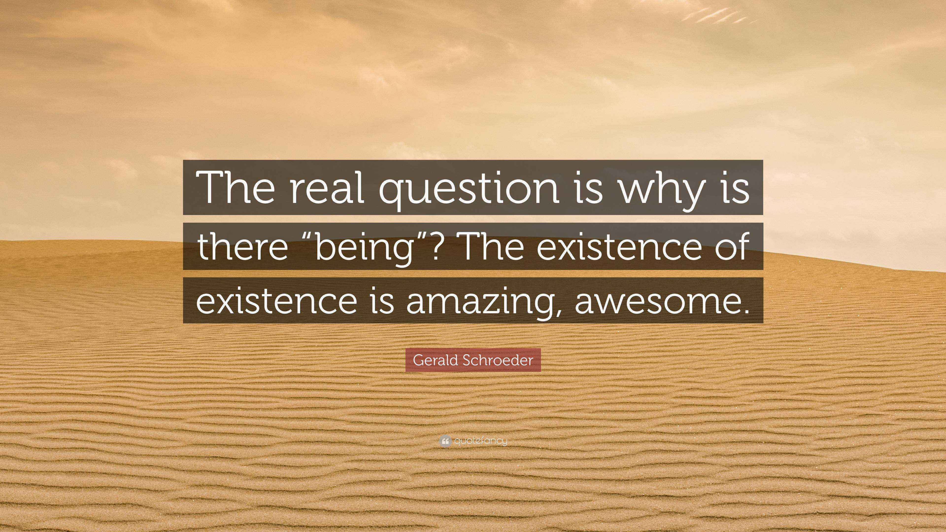 Gerald Schroeder Quote: “The real question is why is there “being”? The ...