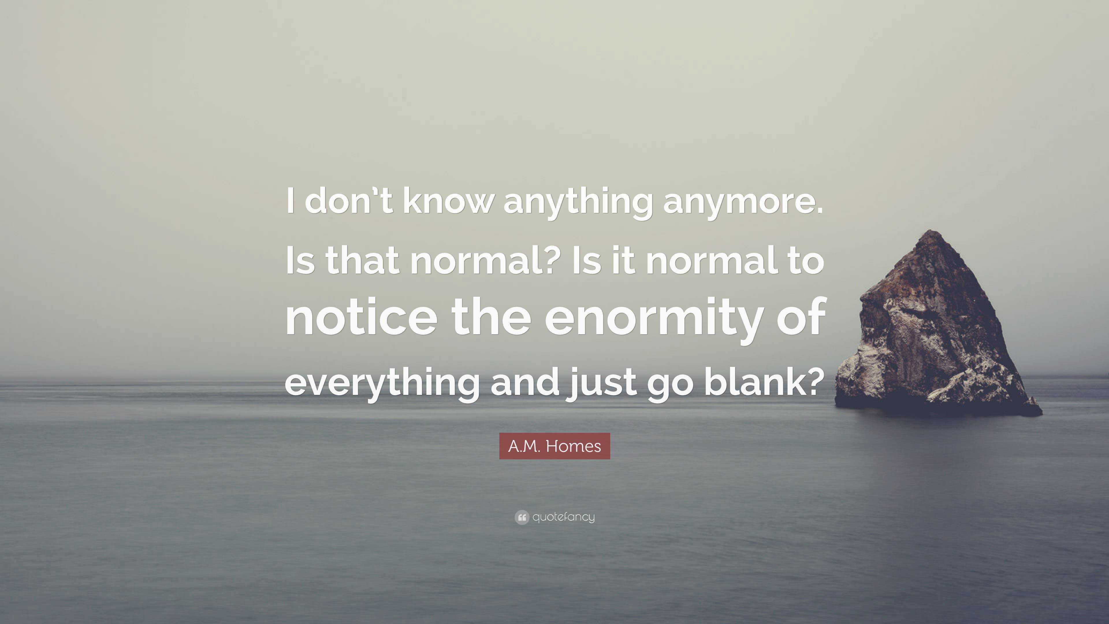 A.M. Homes Quote: “I don’t know anything anymore. Is that normal? Is it ...