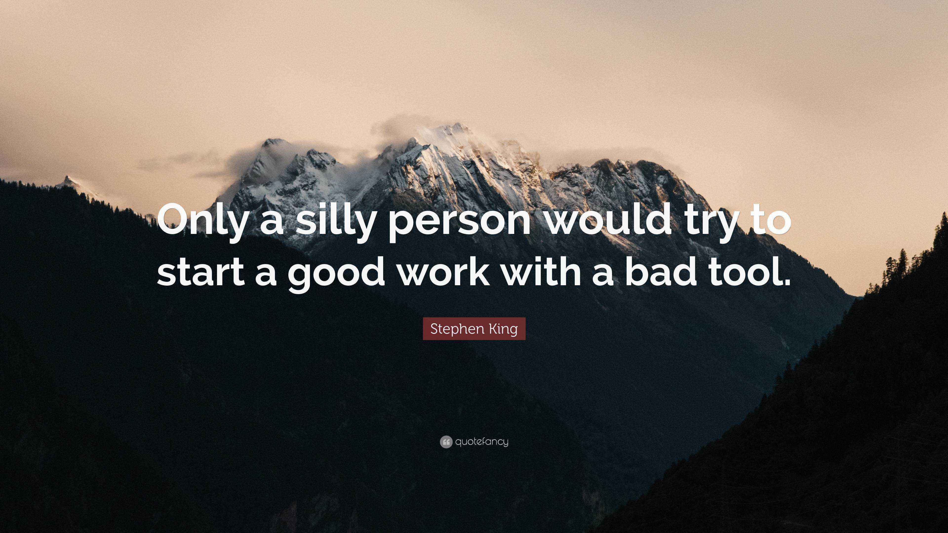 Stephen King Quote: “Only a silly person would try to start a good work ...