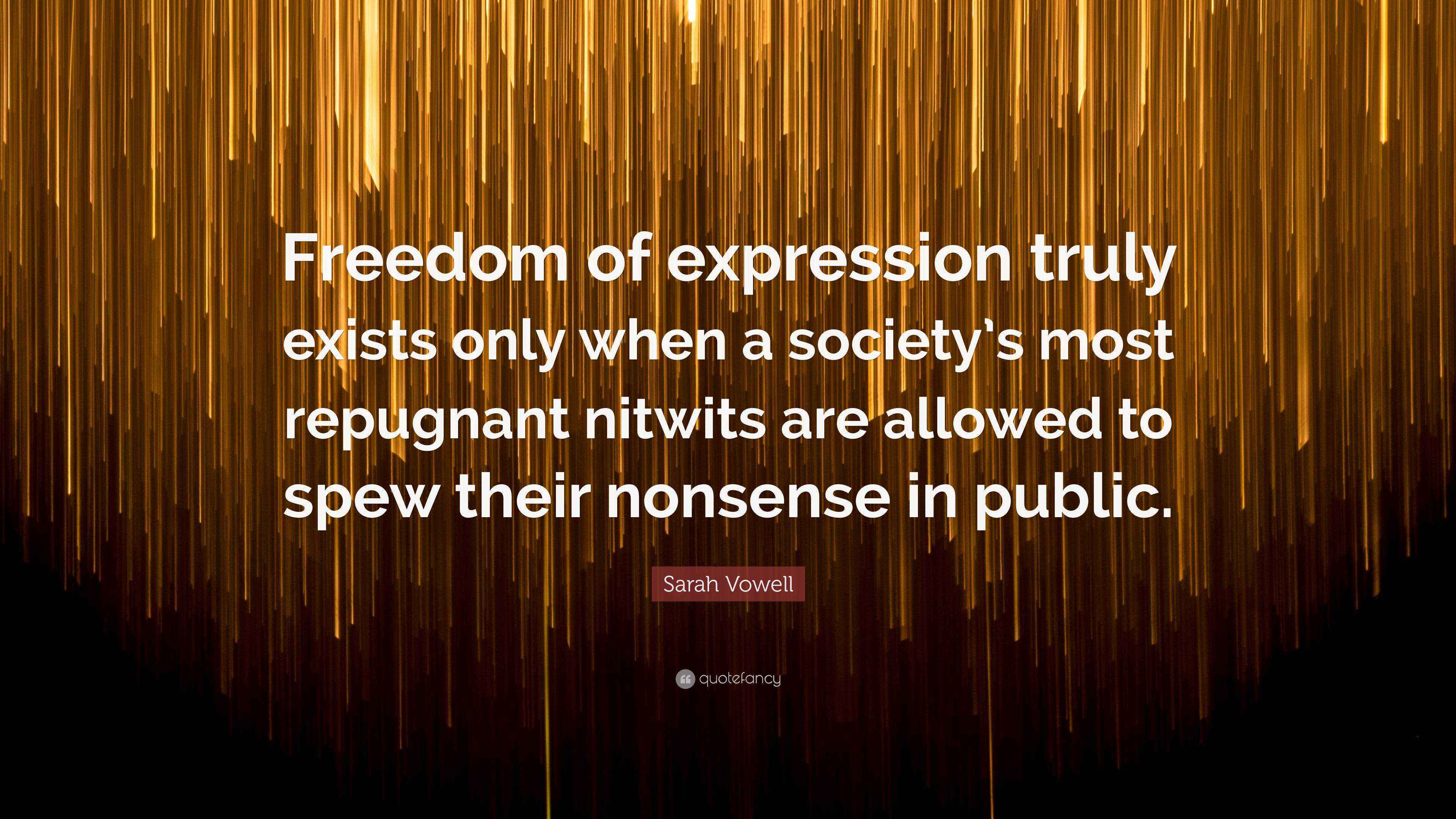 Sarah Vowell Quote: “Freedom of expression truly exists only when a ...