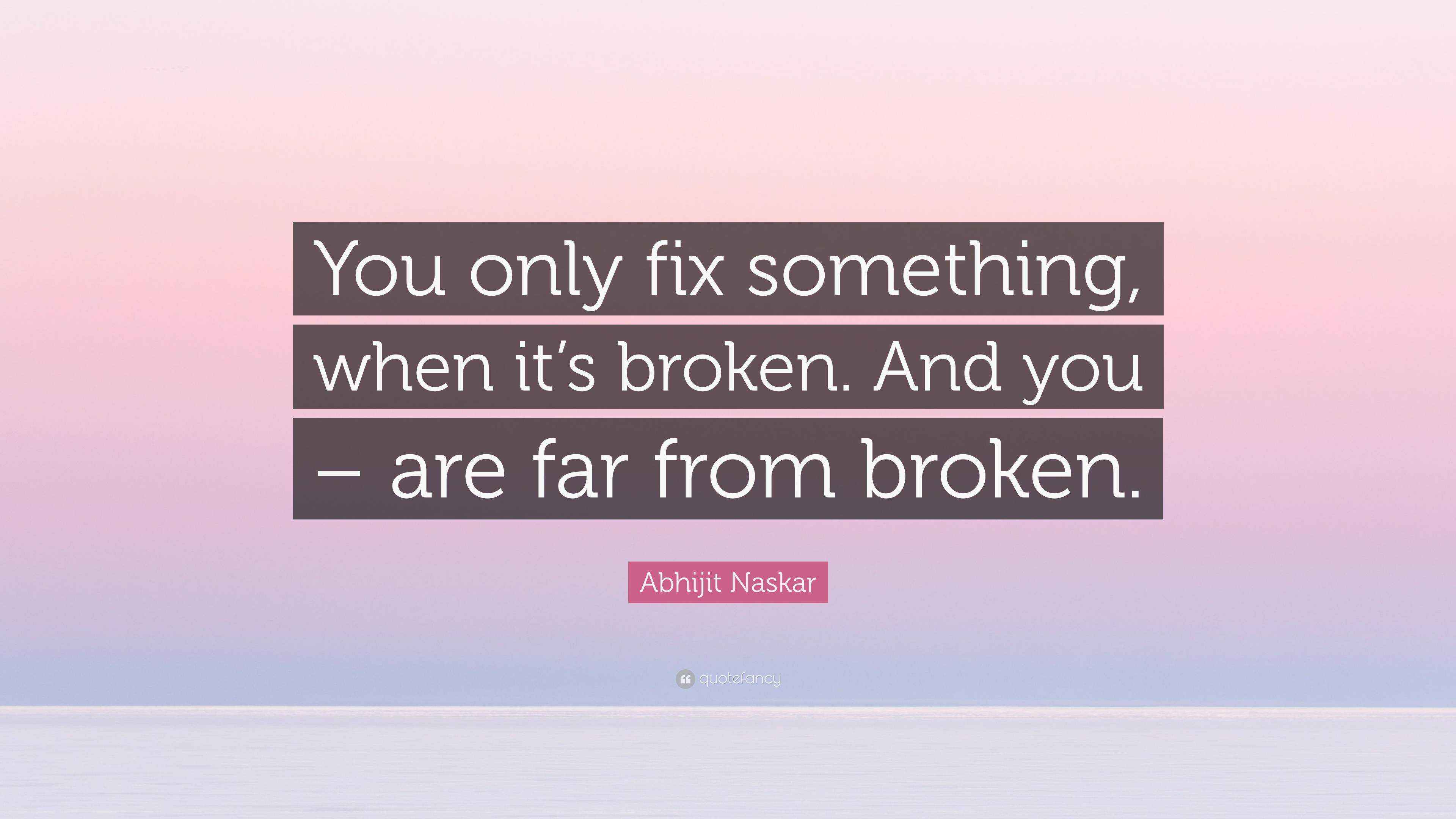 Abhijit Naskar Quote: “You only fix something, when it’s broken. And ...