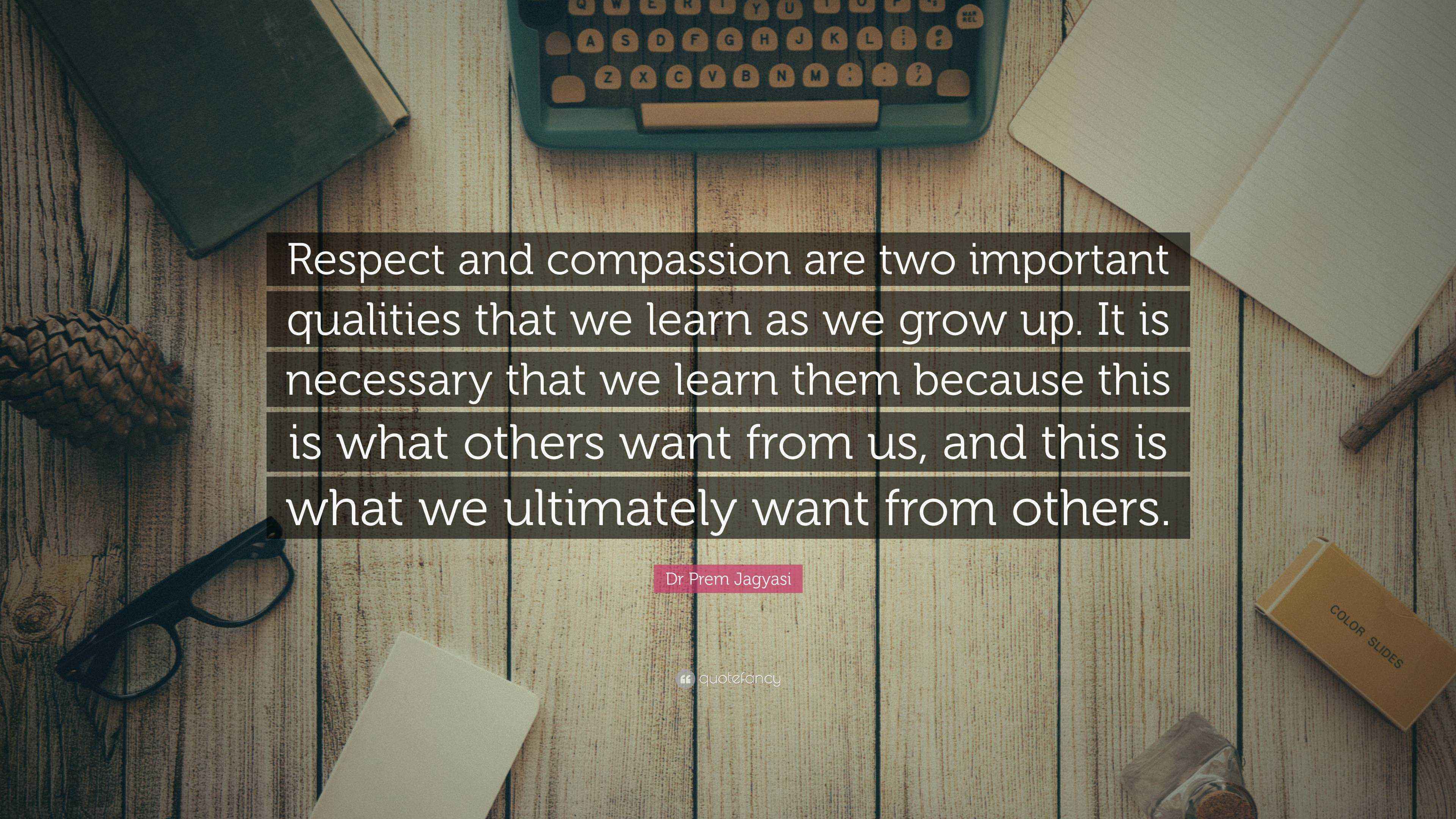 Dr Prem Jagyasi Quote: “Respect and compassion are two important ...