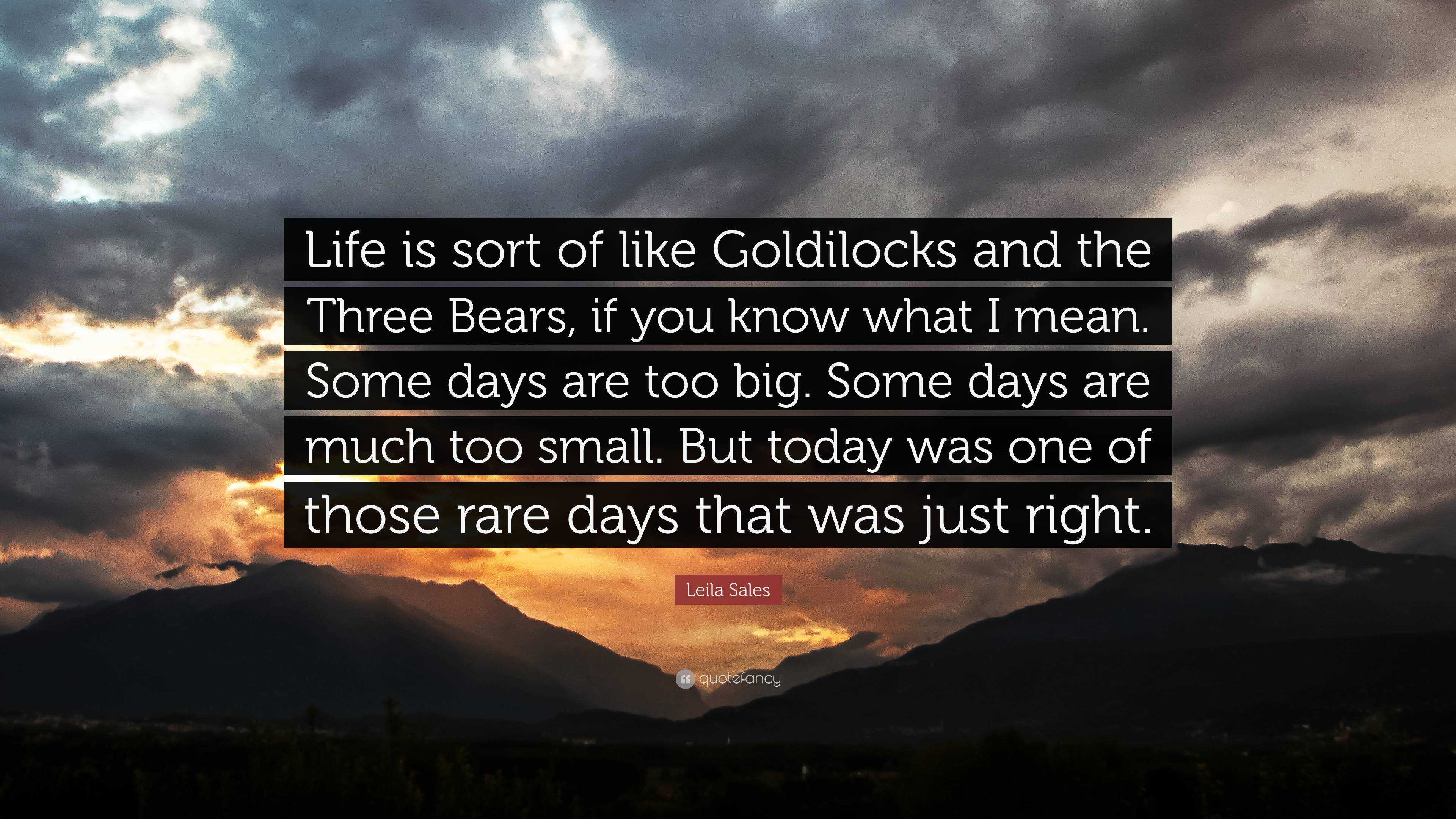 Leila Sales Quote: “Life is sort of like Goldilocks and the Three Bears ...