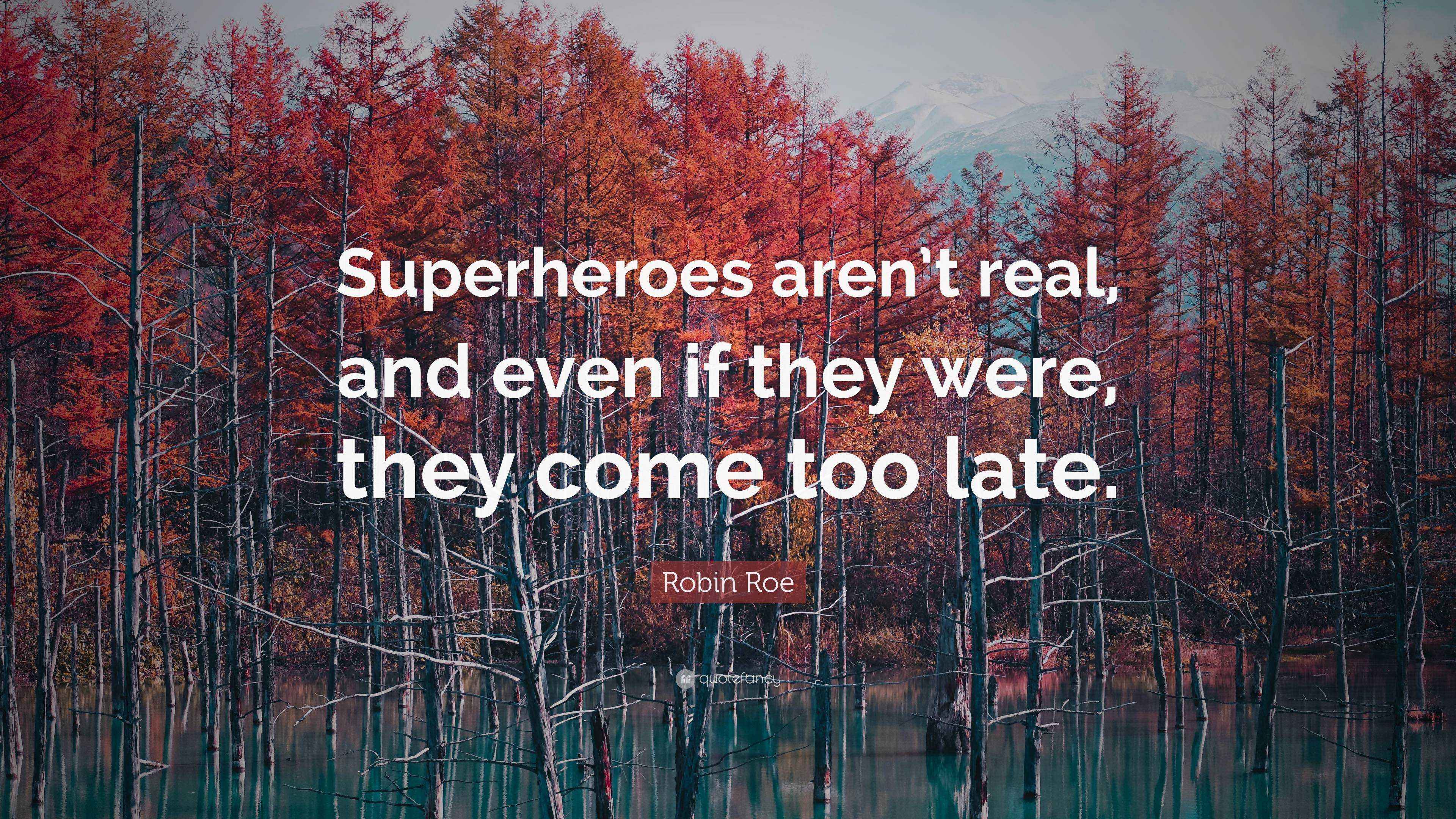 Robin Roe Quote: “Superheroes aren’t real, and even if they were, they ...