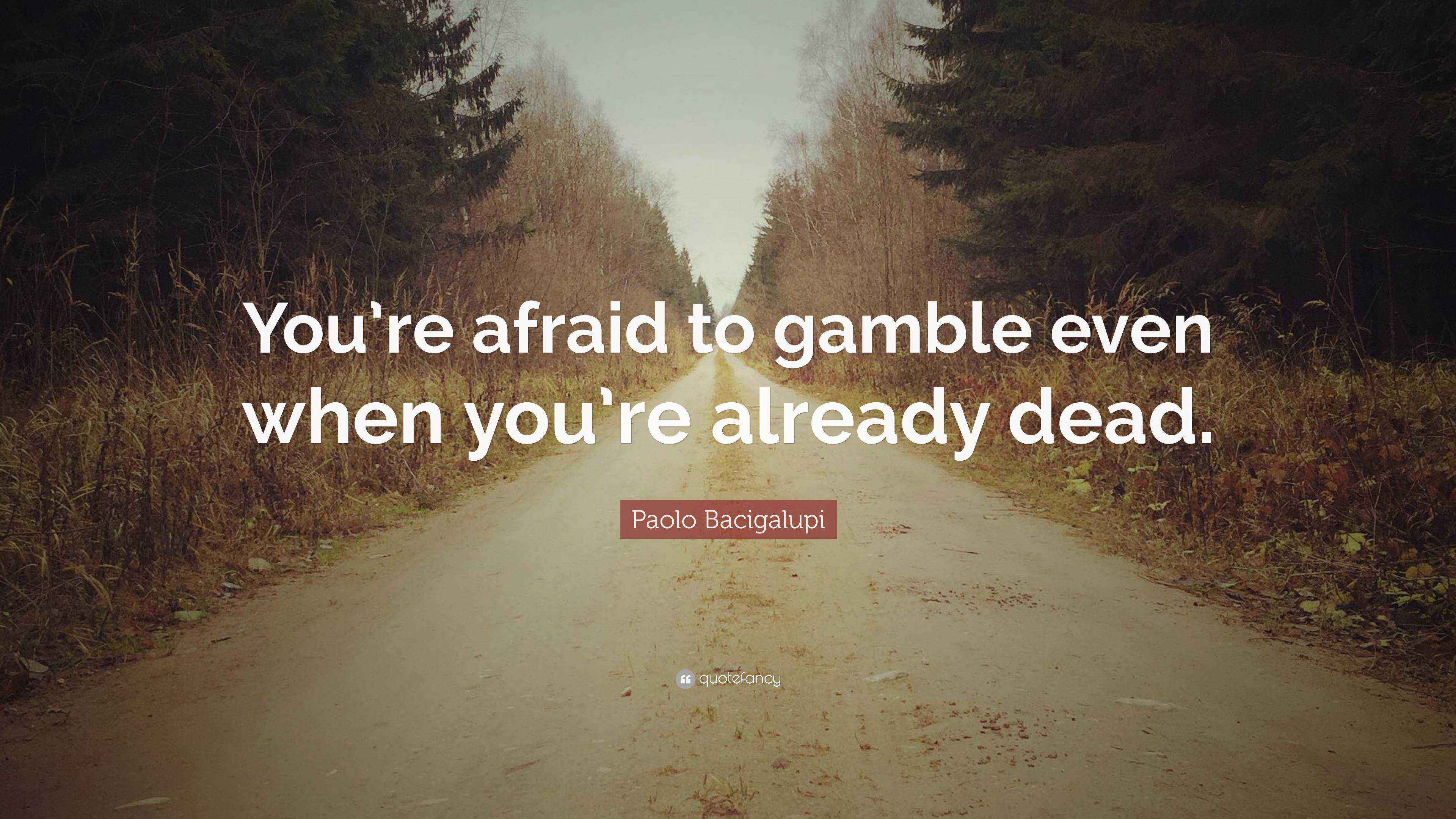 Paolo Bacigalupi Quote: “You’re afraid to gamble even when you’re ...