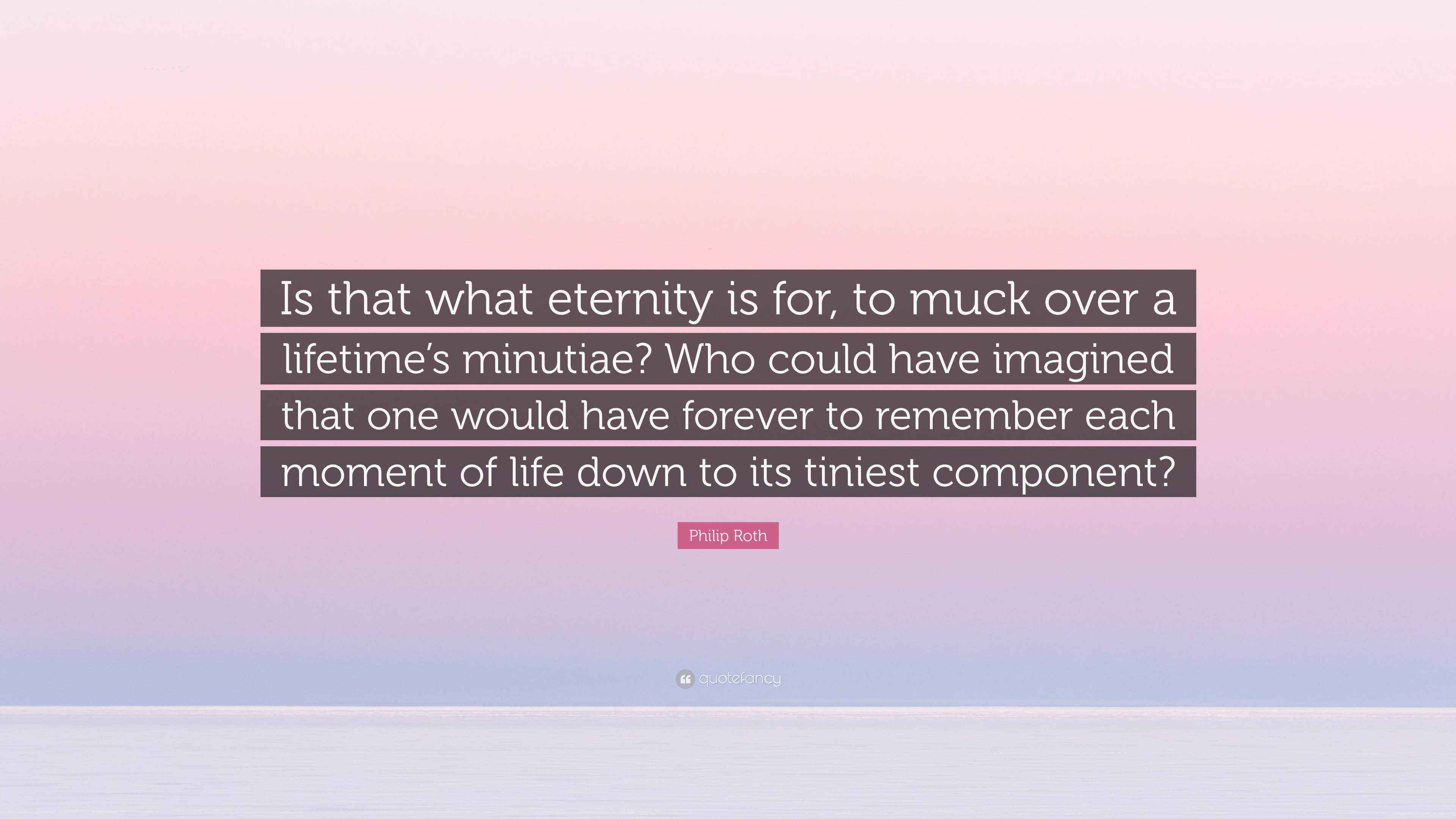 Philip Roth Quote: “Is that what eternity is for, to muck over a ...
