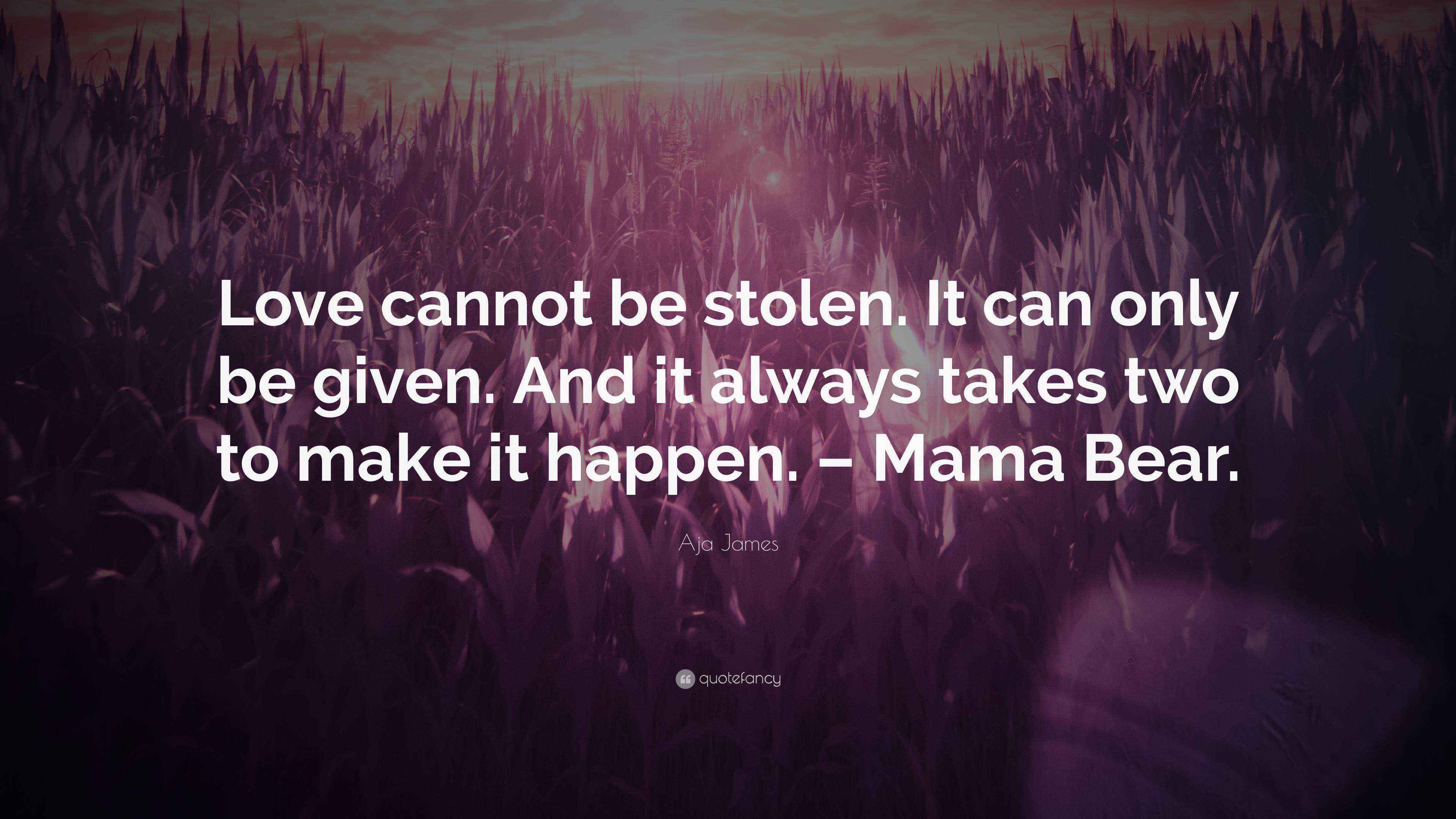 Aja James Quote: “Love cannot be stolen. It can only be given. And it ...