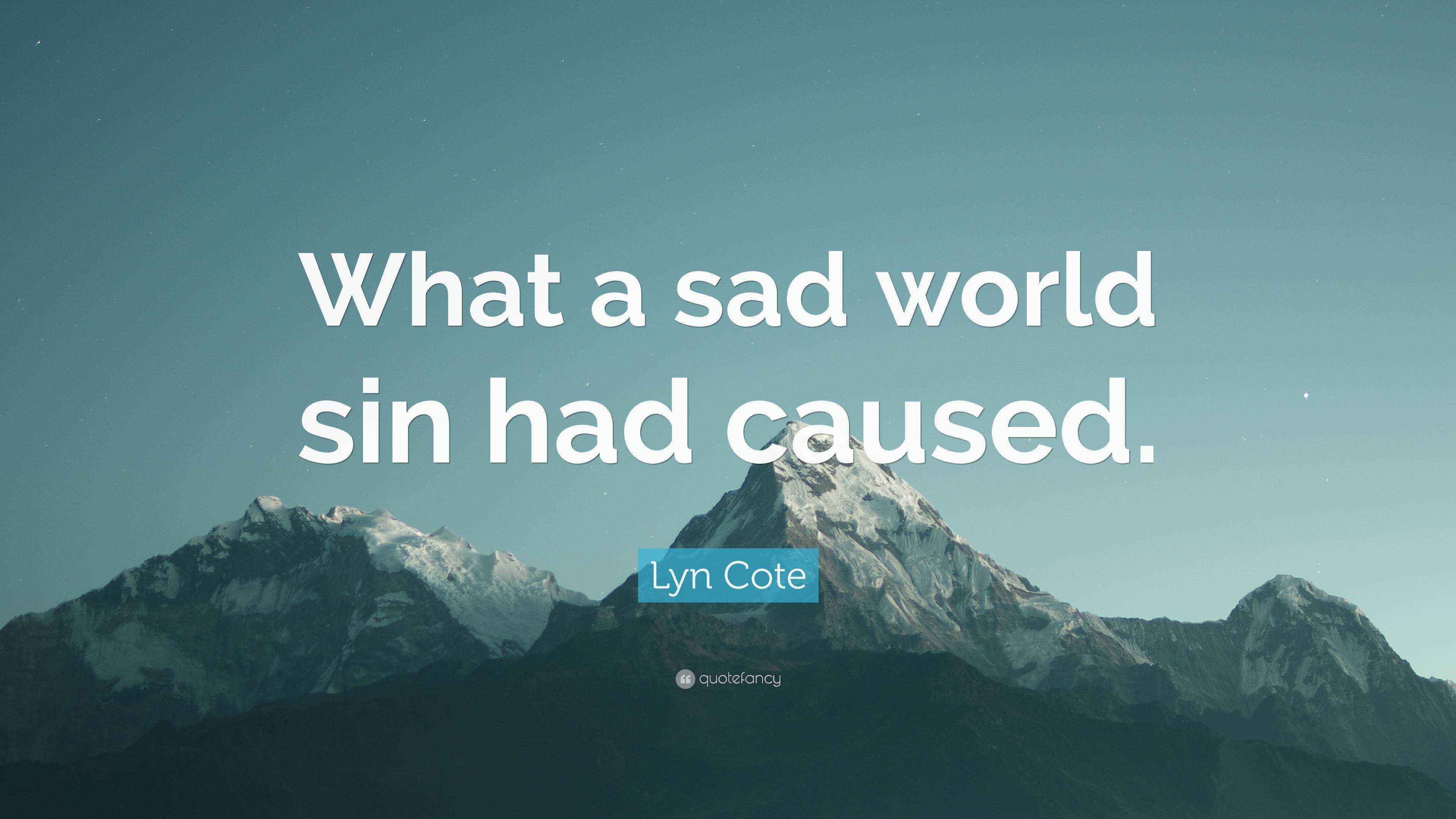 Lyn Cote Quote: “What a sad world sin had caused.”