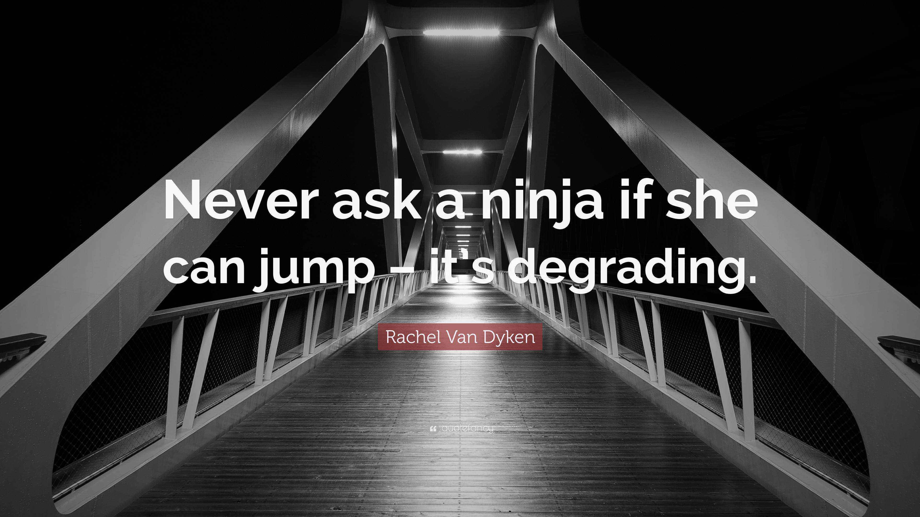 Rachel Van Dyken Quote: “Never ask a ninja if she can jump – it’s ...