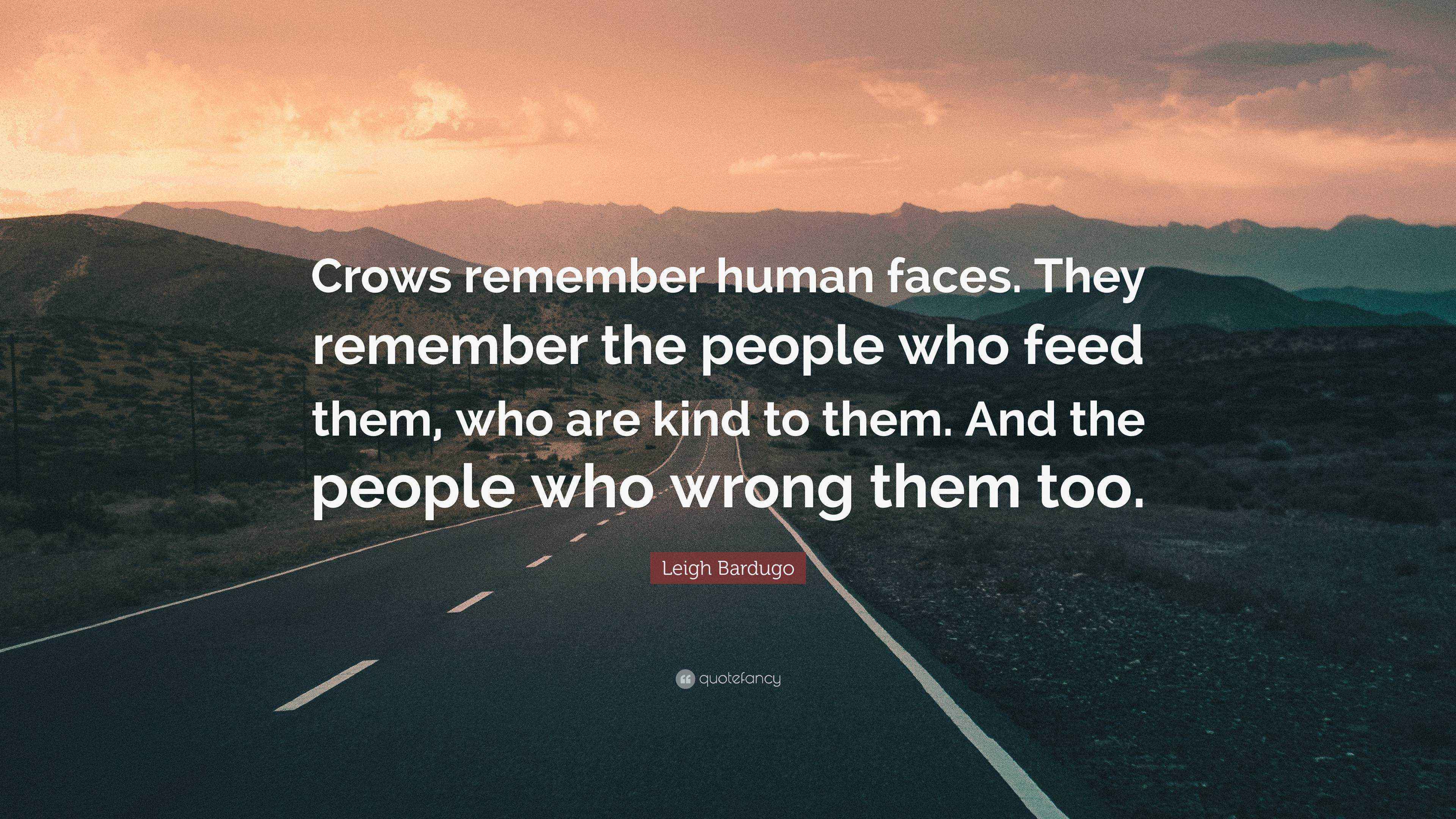 Leigh Bardugo Quote: “Crows remember human faces. They remember the ...