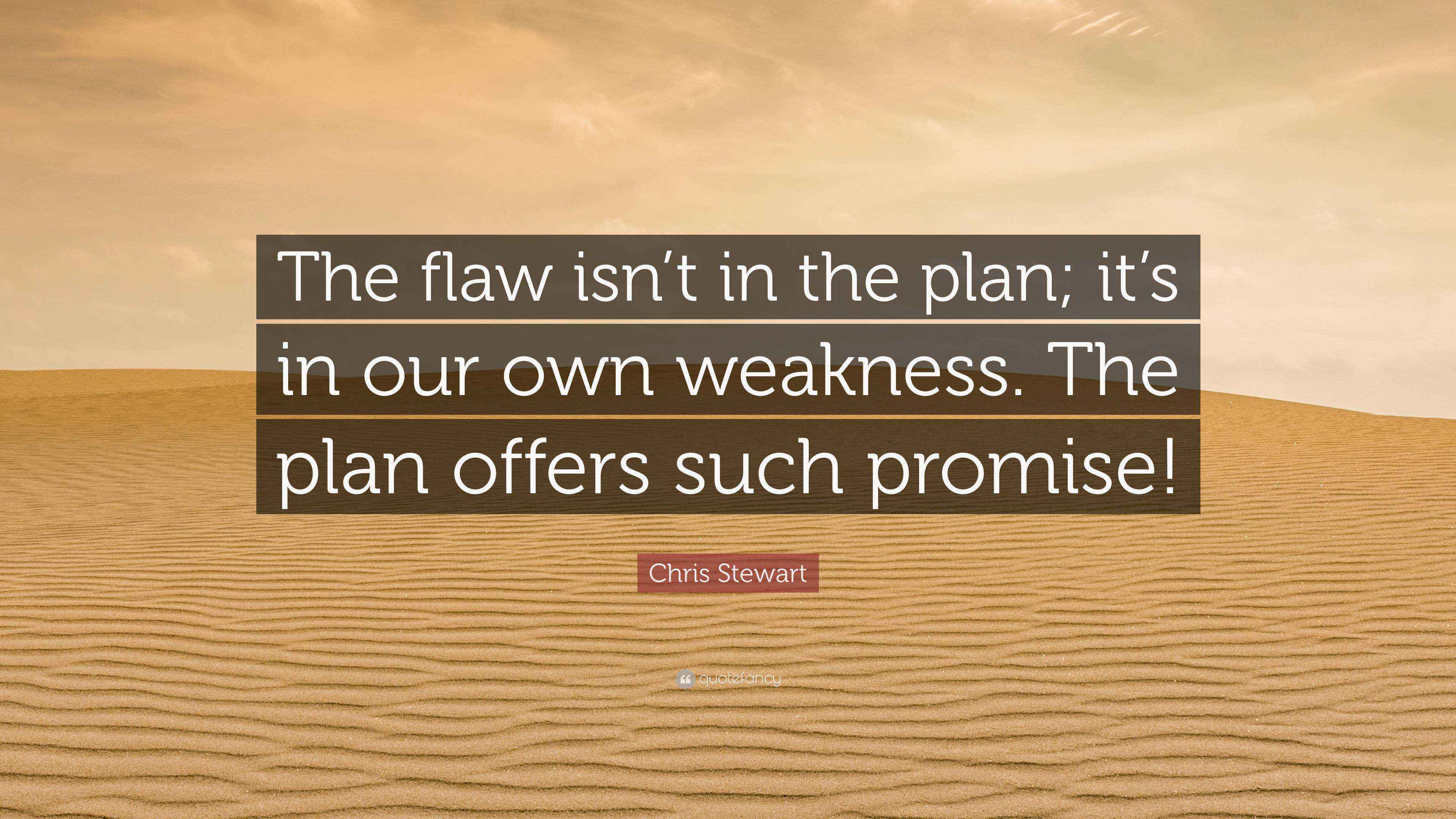 Chris Stewart Quote: “The flaw isn’t in the plan; it’s in our own ...