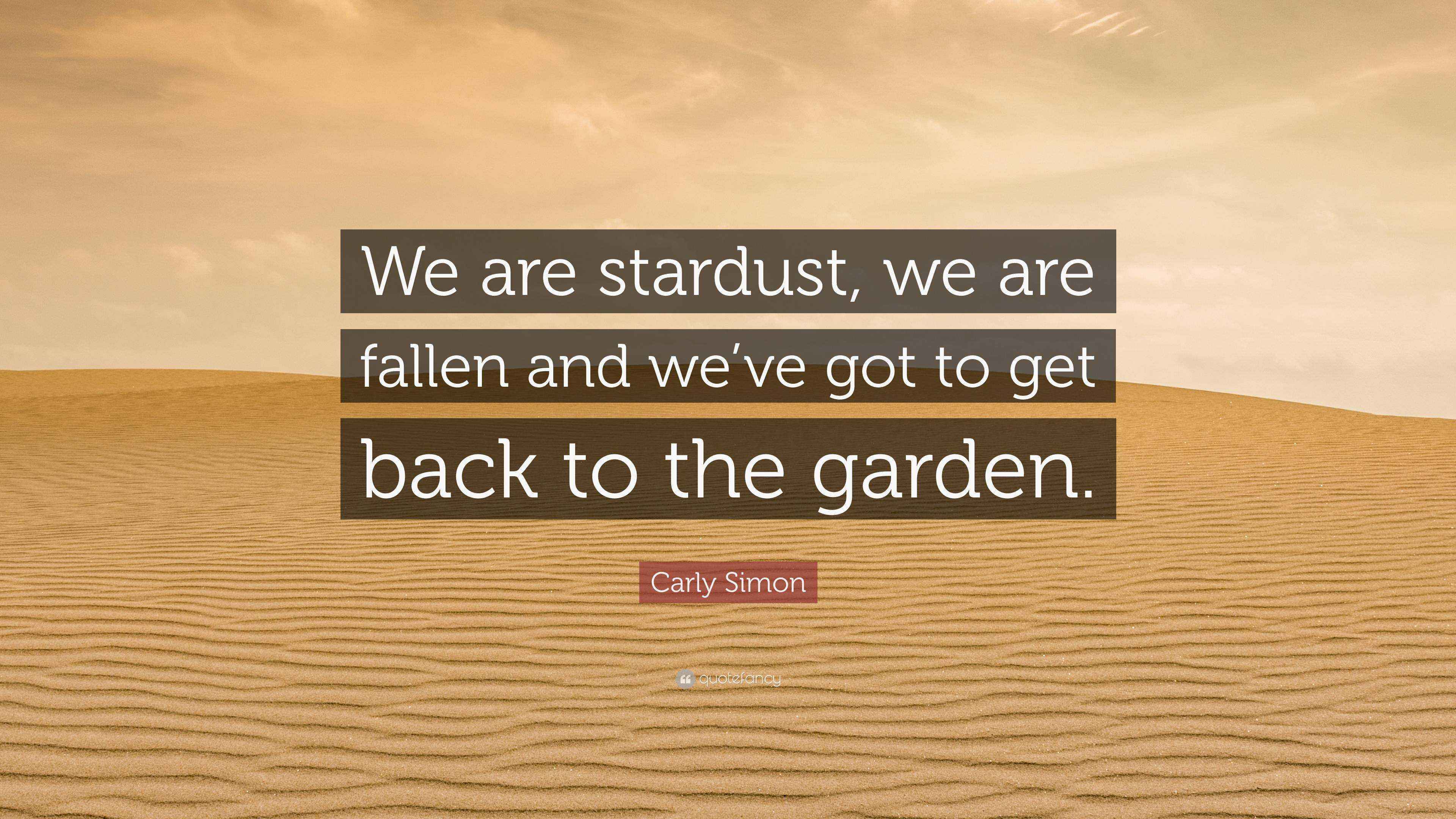 Carly Simon Quote: “We are stardust, we are fallen and we’ve got to get ...