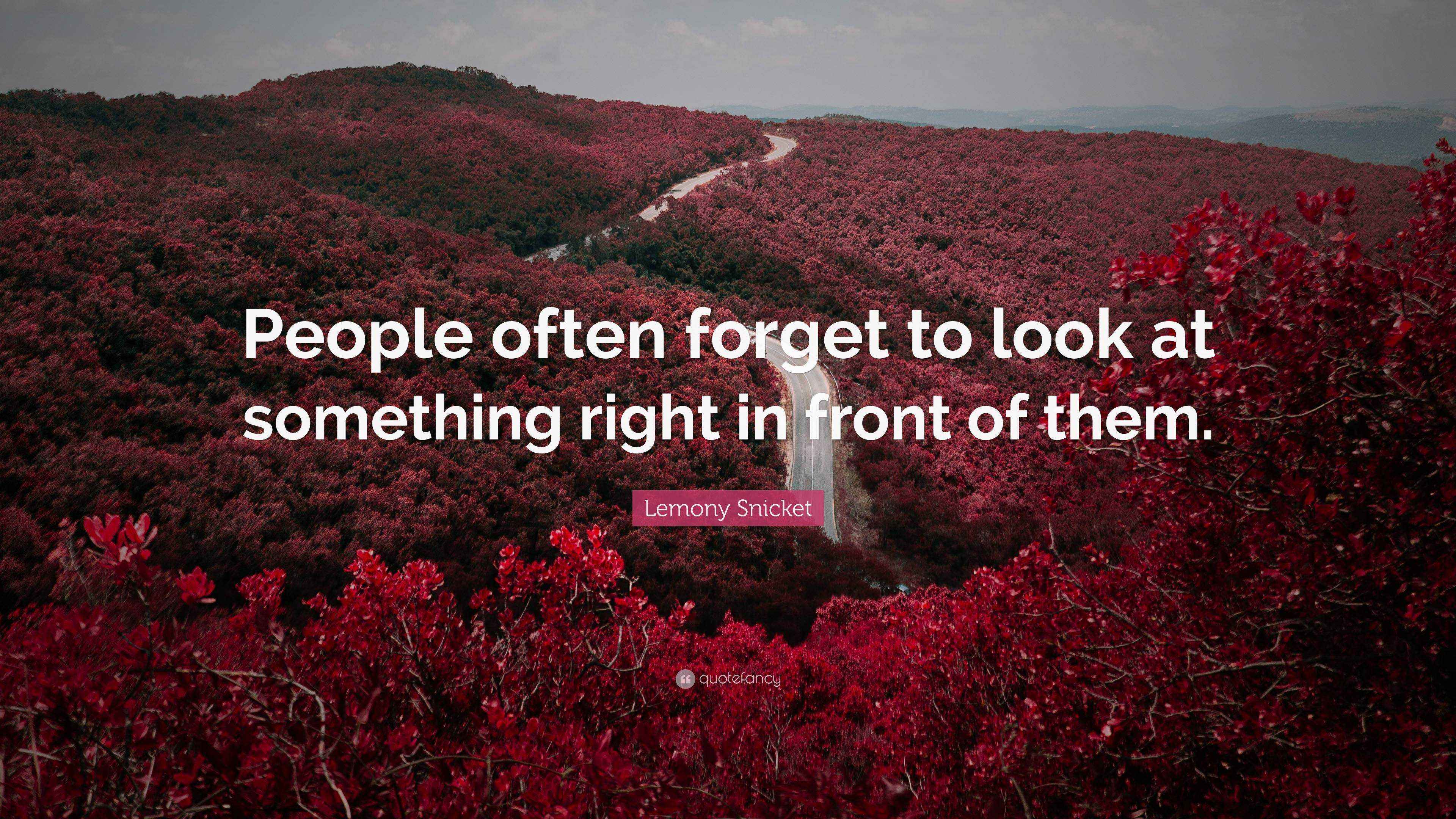 Lemony Snicket Quote: “People often forget to look at something right ...
