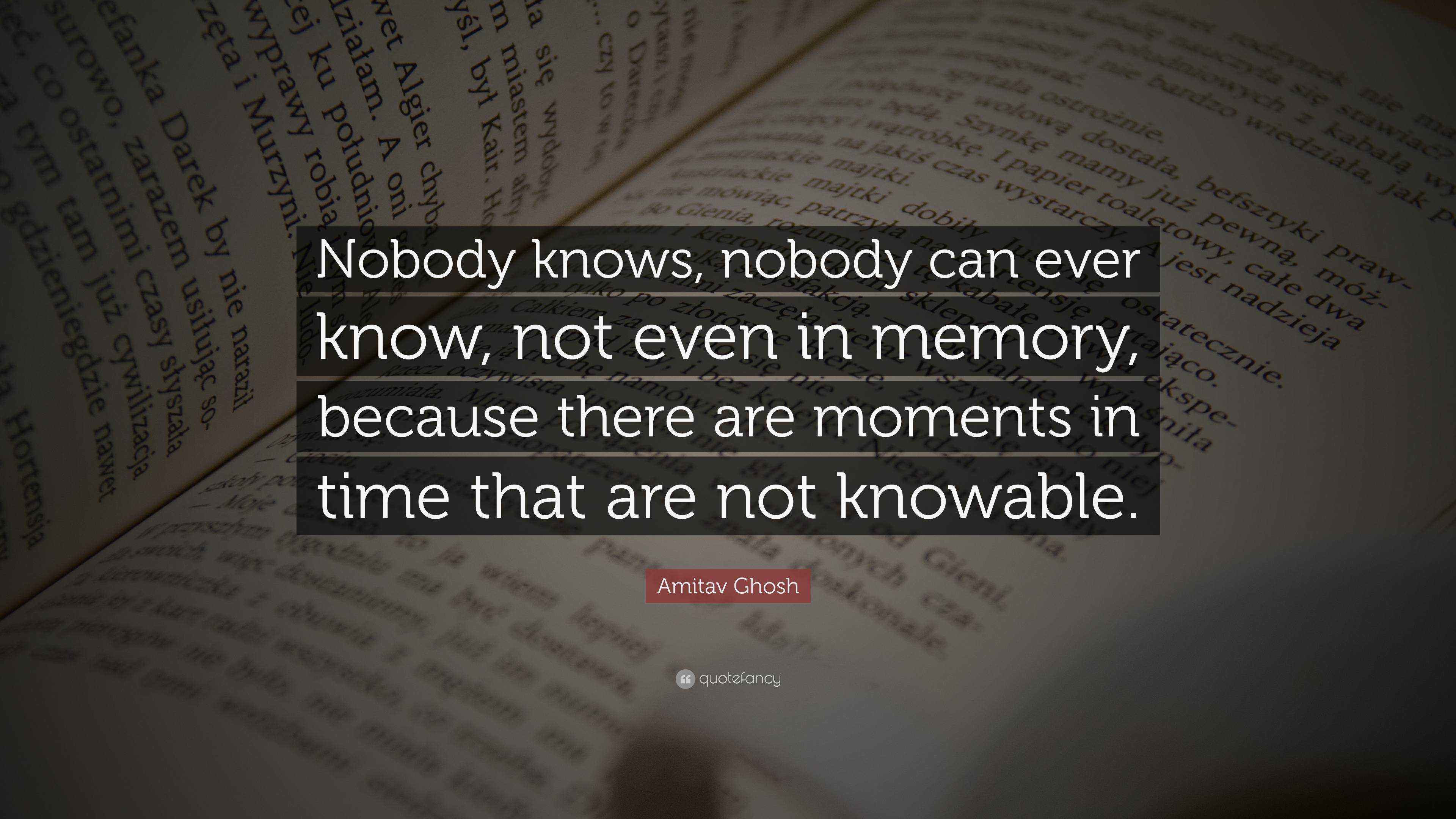Amitav Ghosh Quote: “Nobody knows, nobody can ever know, not even in ...