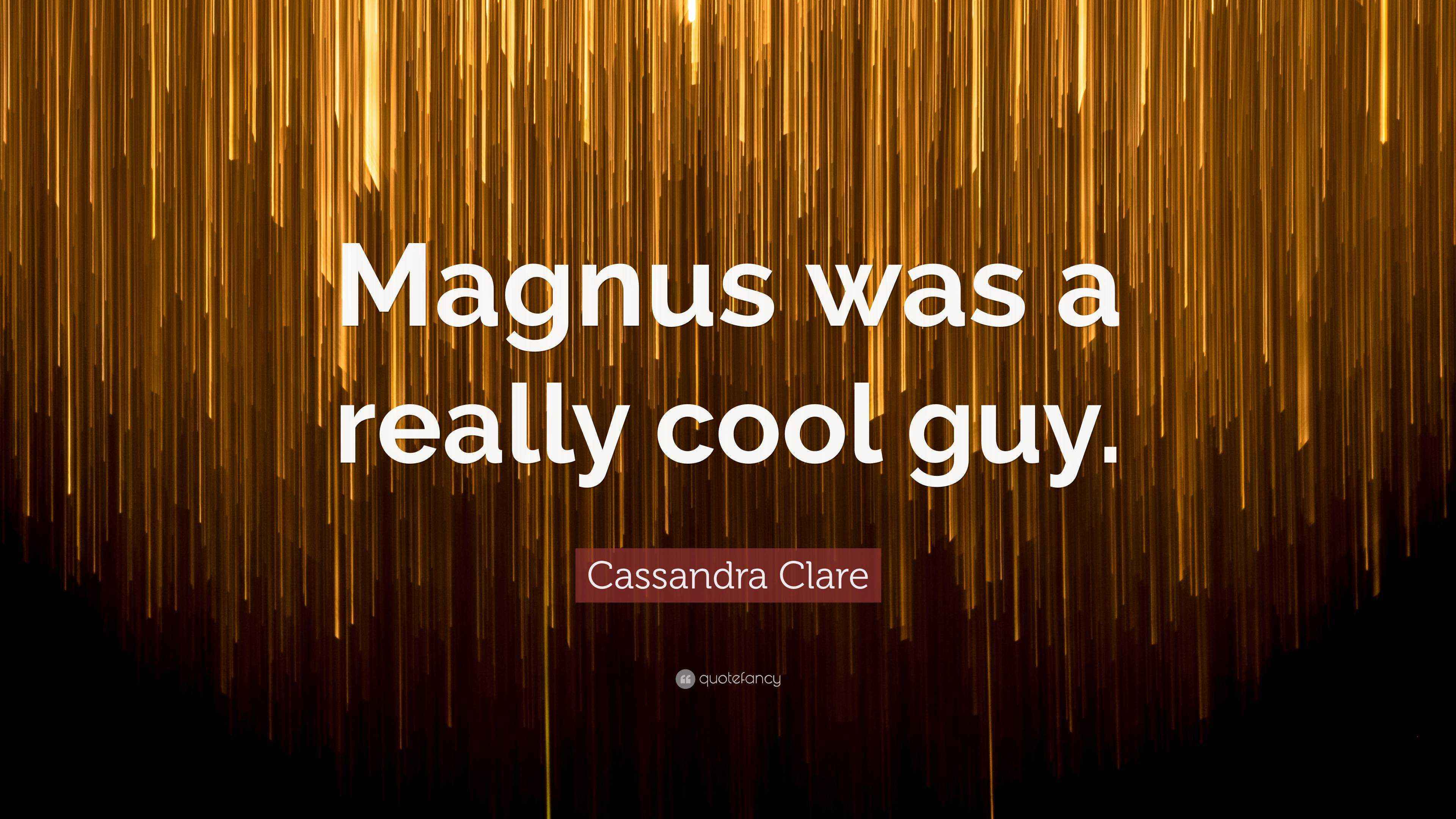 Cassandra Clare Quote: “Magnus was a really cool guy.”