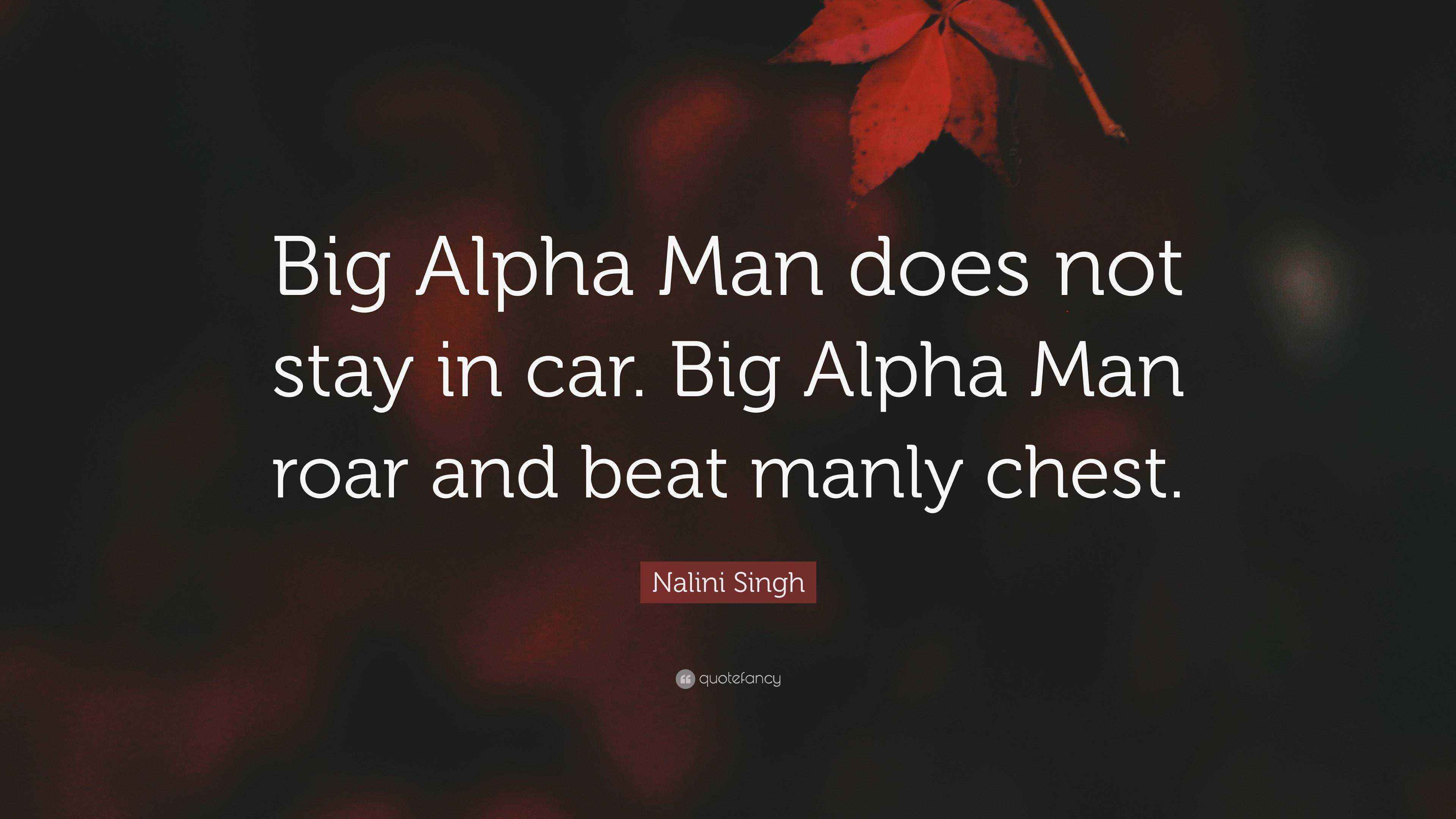 Nalini Singh Quote: “Big Alpha Man does not stay in car. Big Alpha Man ...