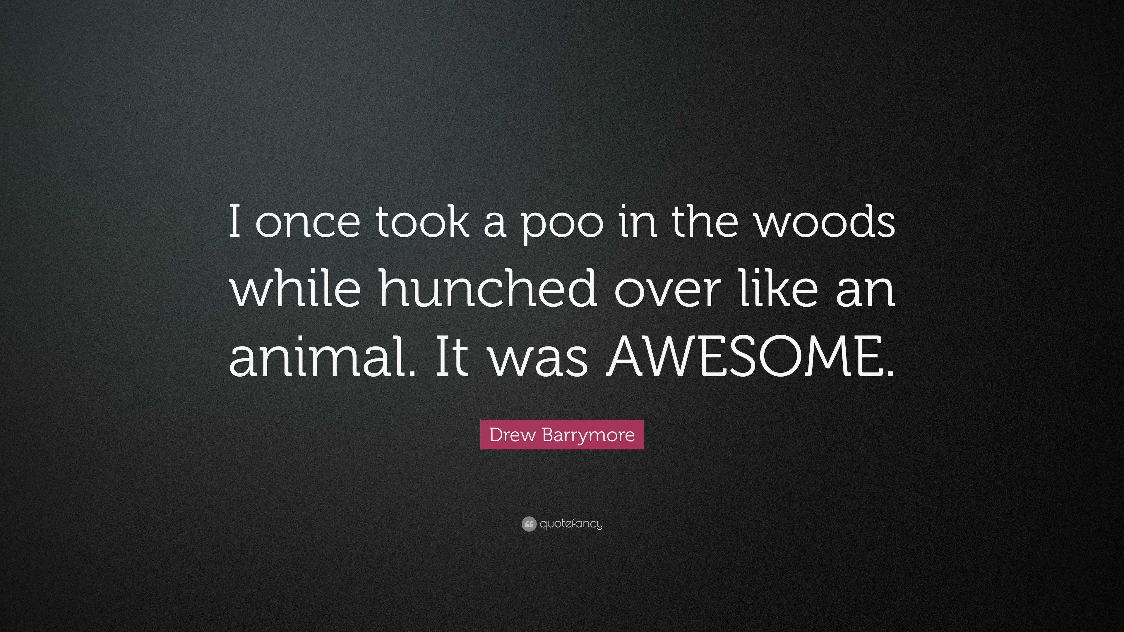 Drew Barrymore Quote: “I once took a poo in the woods while hunched ...