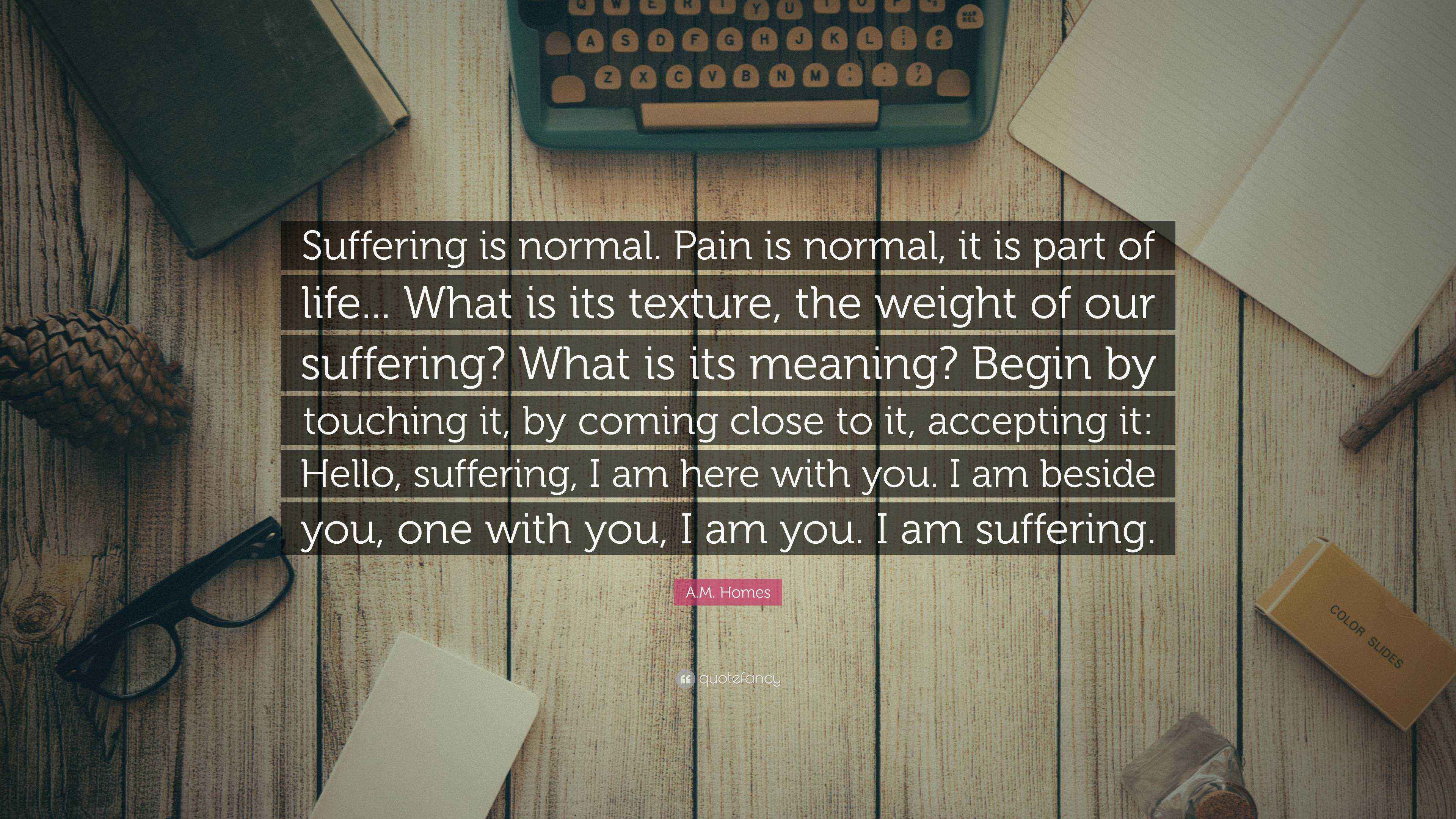 A.M. Homes Quote: “Suffering is normal. Pain is normal, it is part of ...