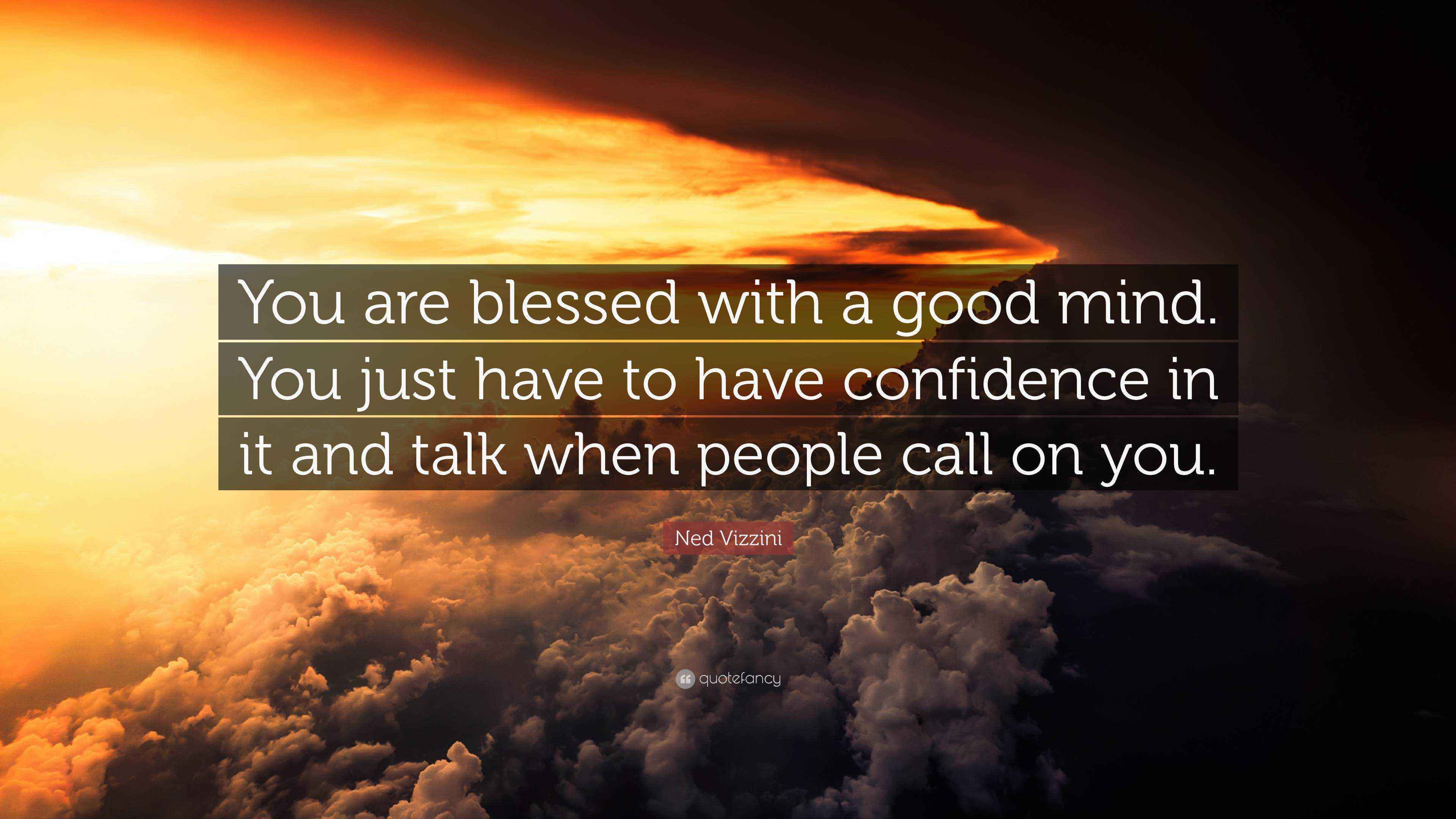 Ned Vizzini Quote: “You are blessed with a good mind. You just have to ...