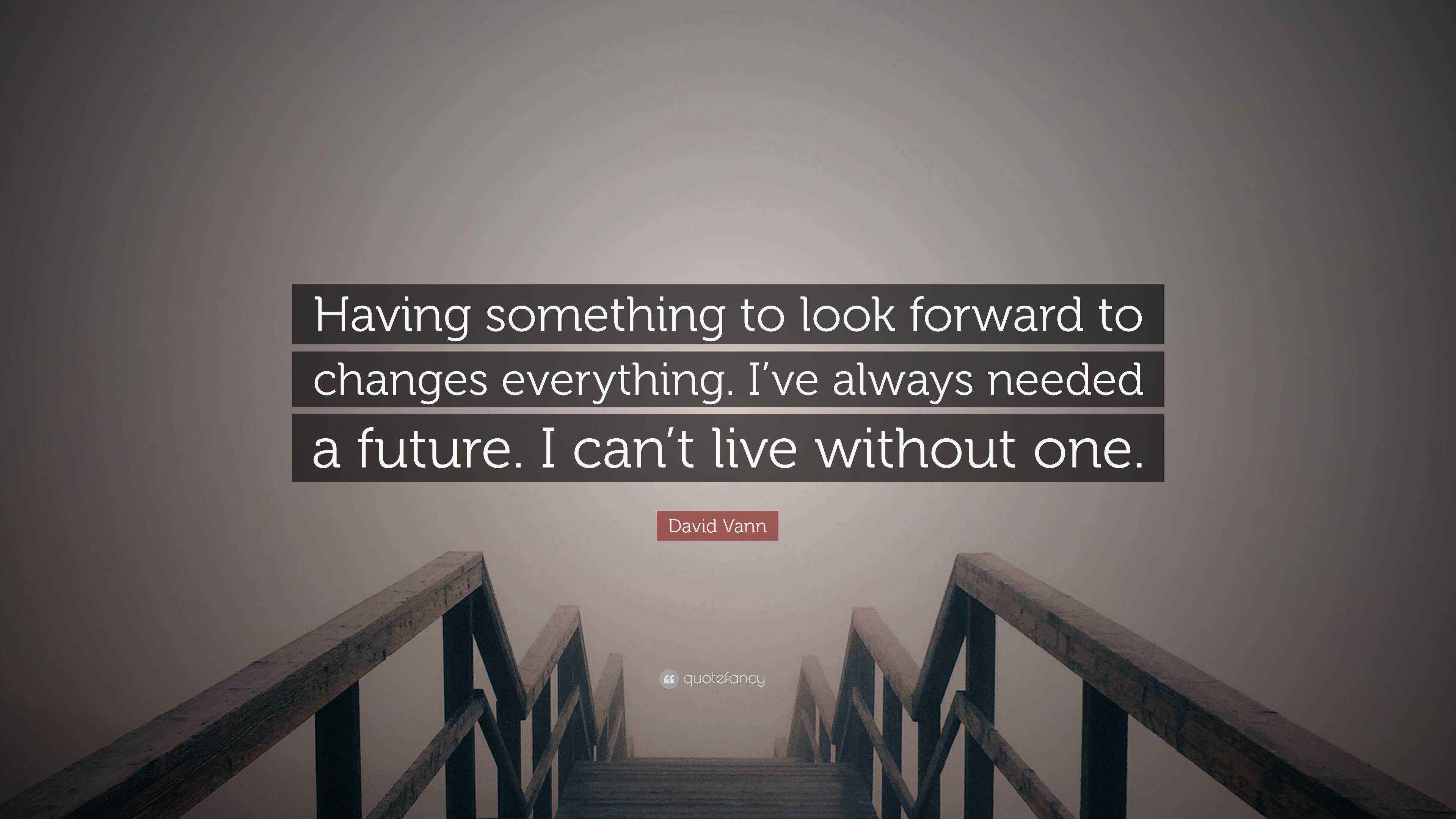 David Vann Quote: “Having something to look forward to changes ...