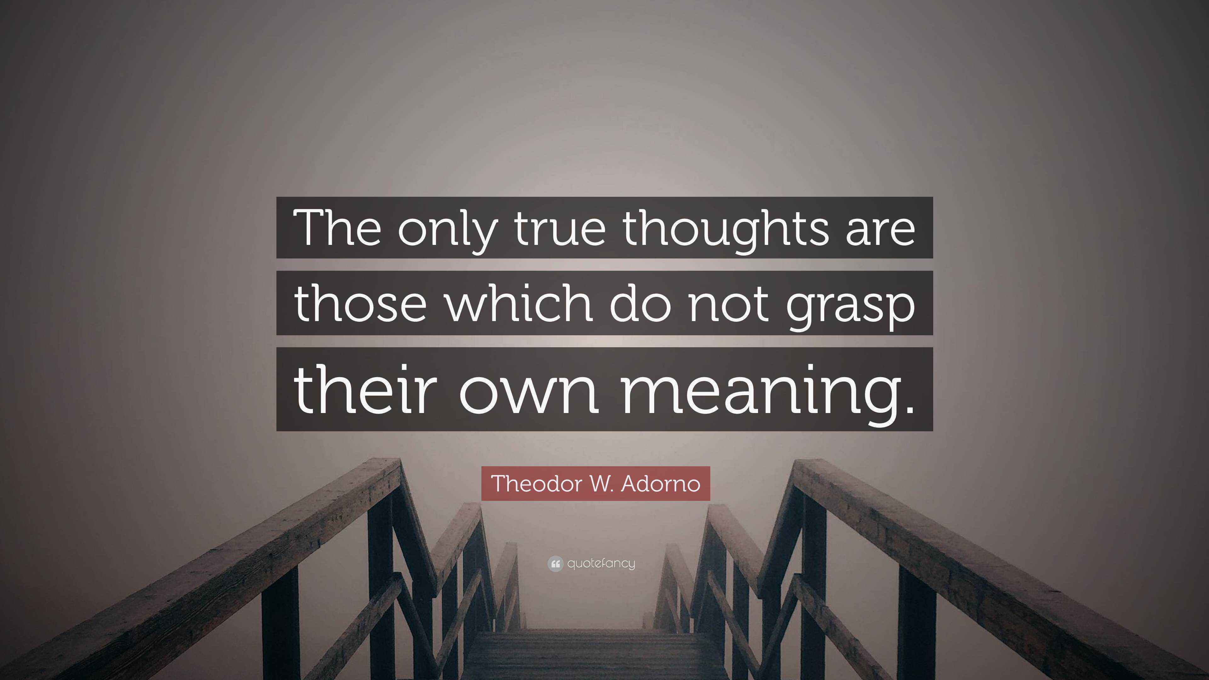Theodor W. Adorno Quote: “The only true thoughts are those which do not ...