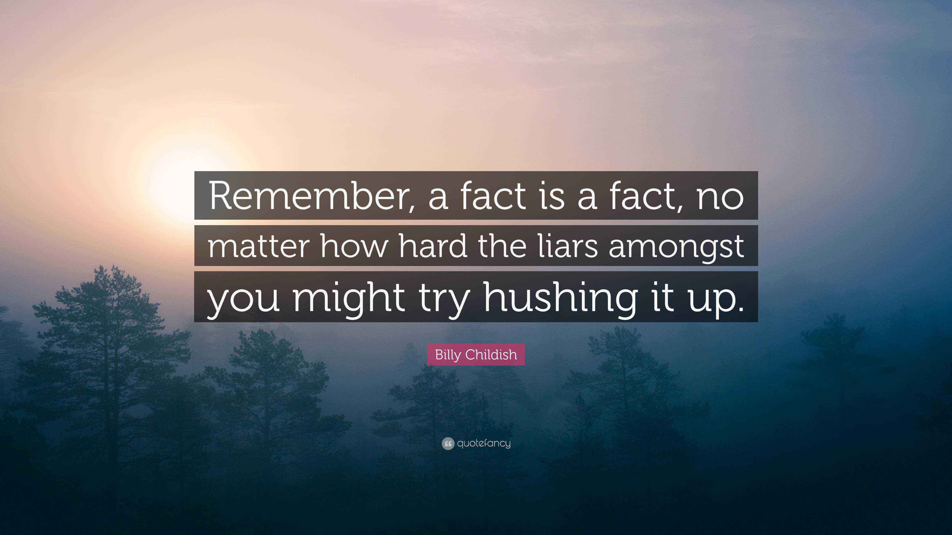 Billy Childish Quote: “Remember, a fact is a fact, no matter how hard ...