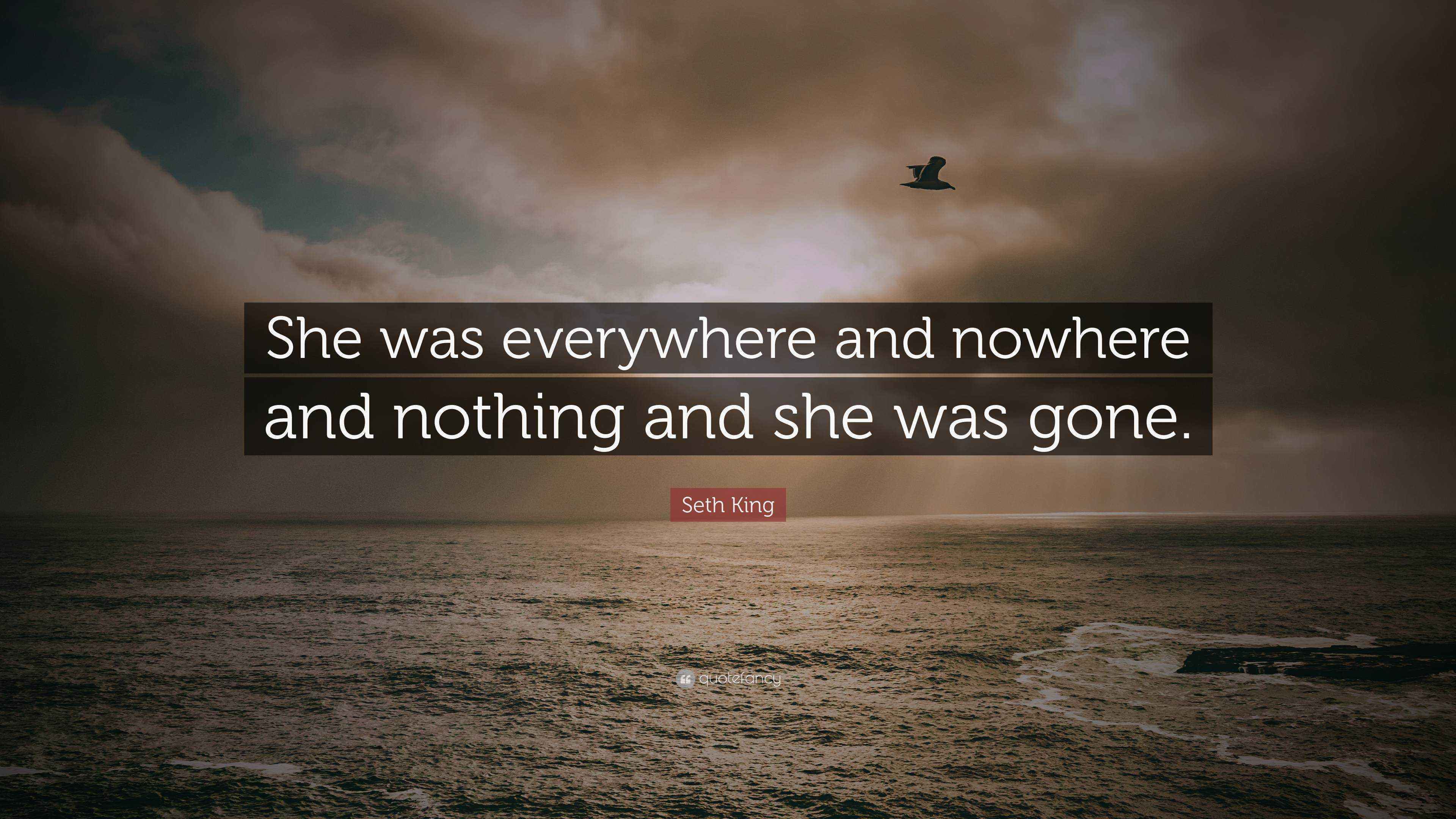 Seth King Quote: “She was everywhere and nowhere and nothing and she ...