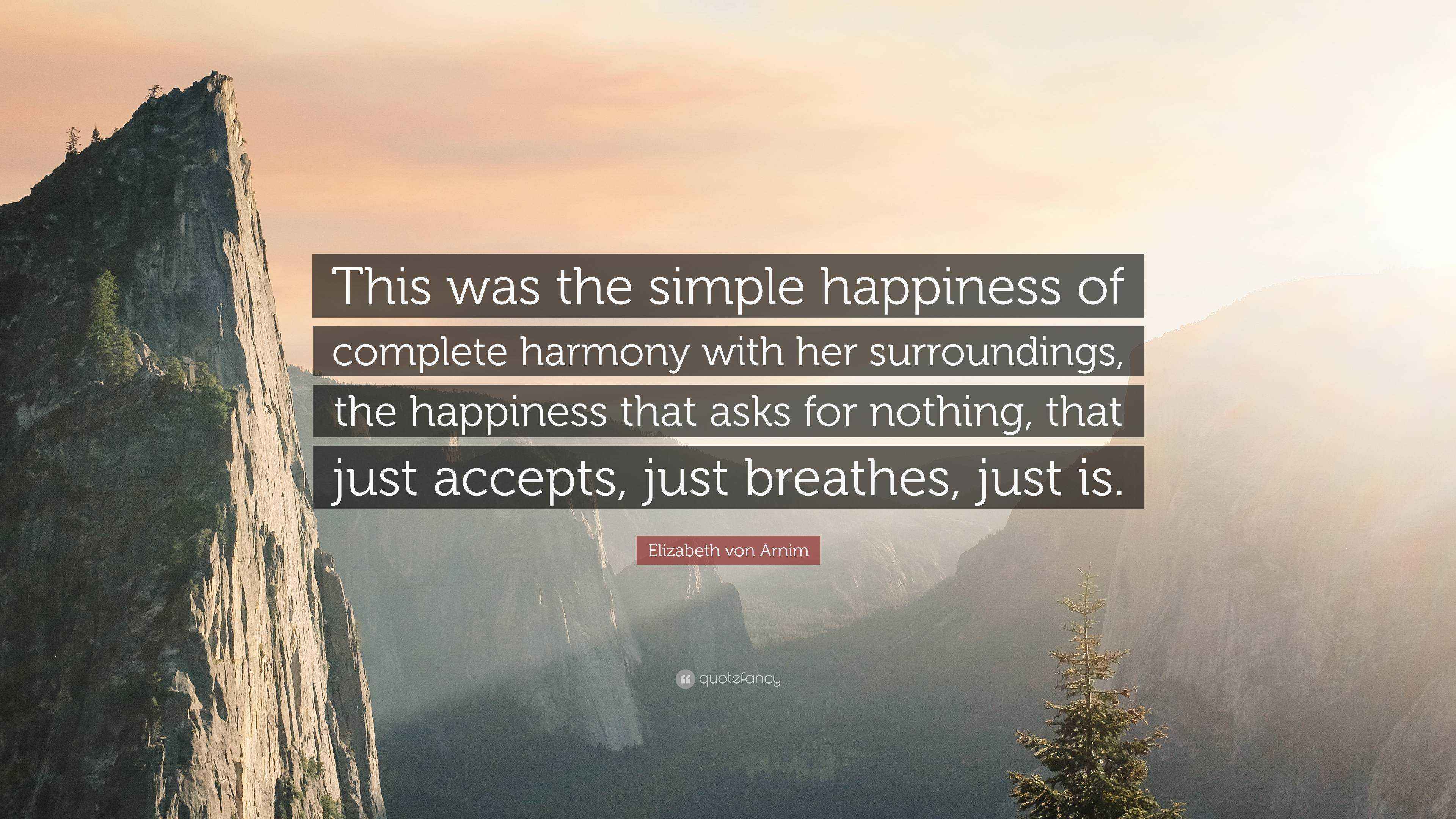 Elizabeth von Arnim Quote: “This was the simple happiness of complete ...
