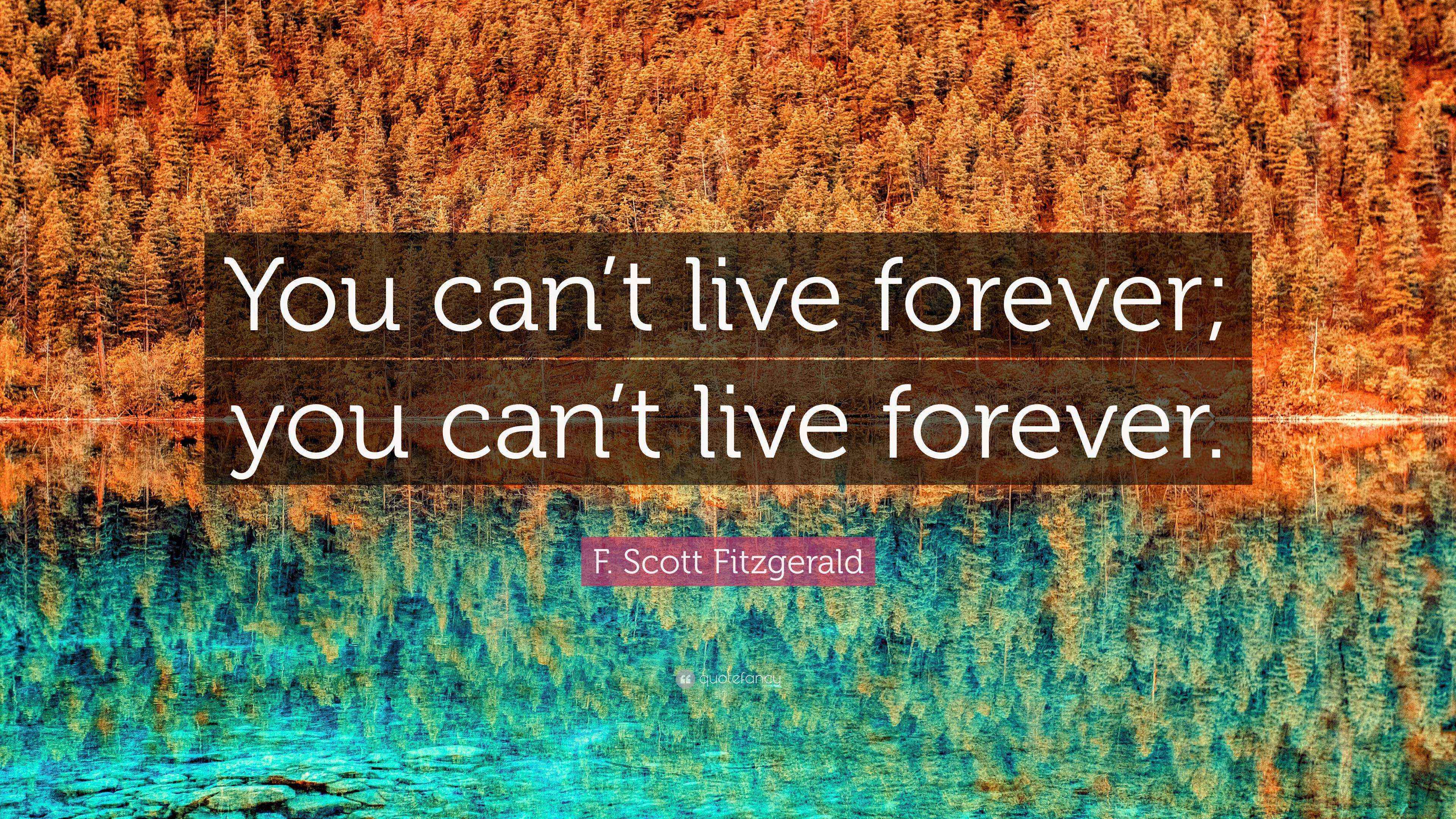 F. Scott Fitzgerald Quote: “You can’t live forever; you can’t live ...