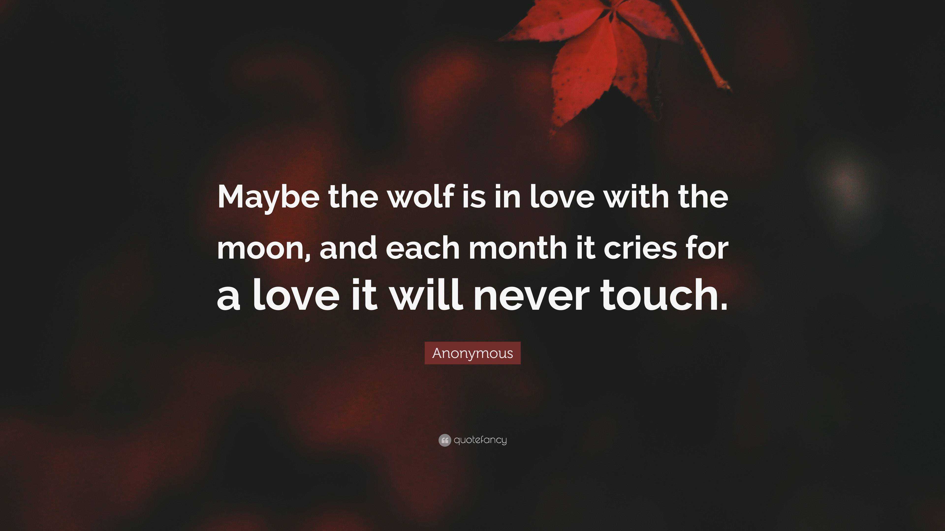 Anonymous Quote: “Maybe the wolf is in love with the moon, and each ...
