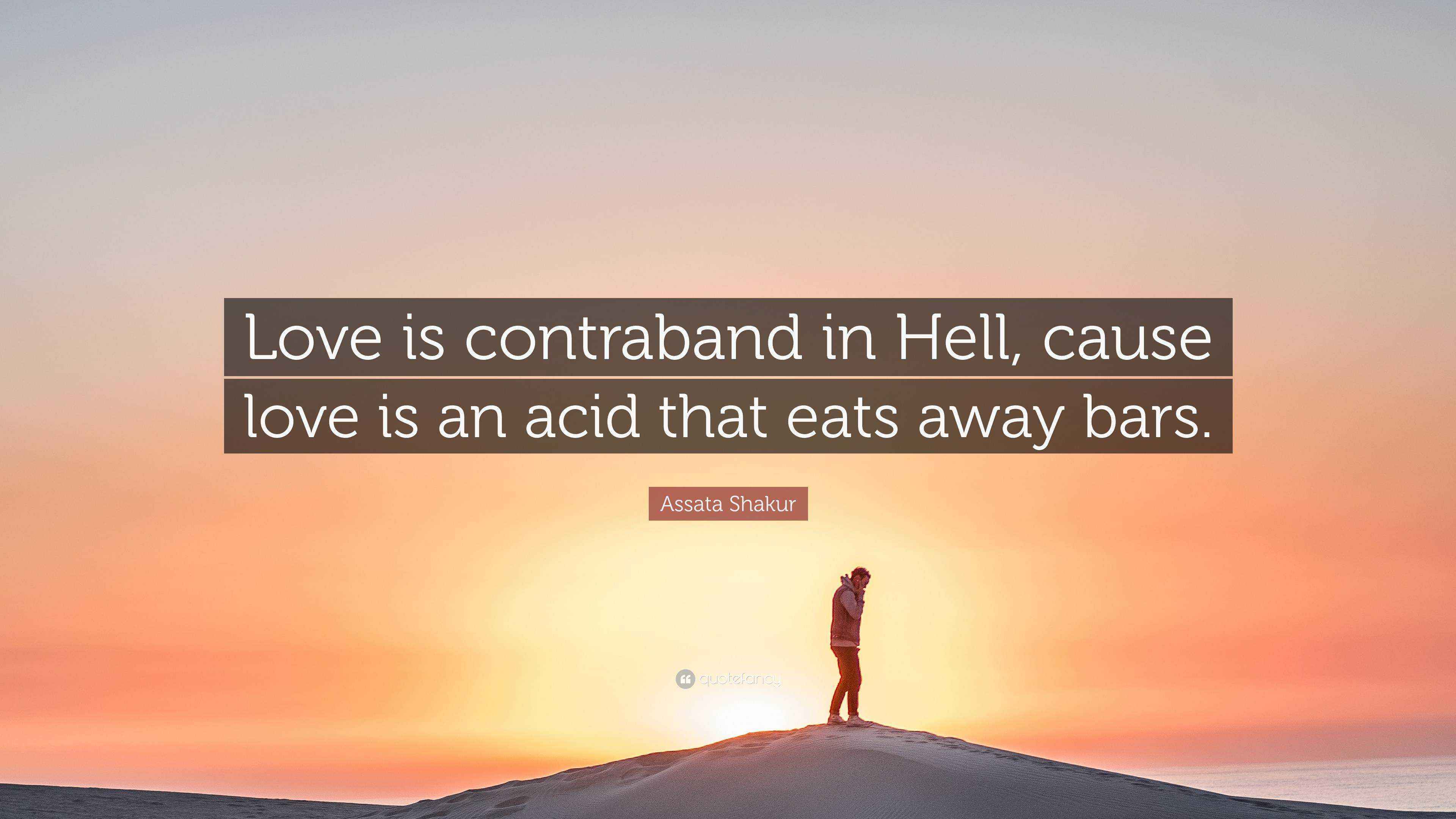 Assata Shakur Quote: “Love is contraband in Hell, cause love is an acid ...