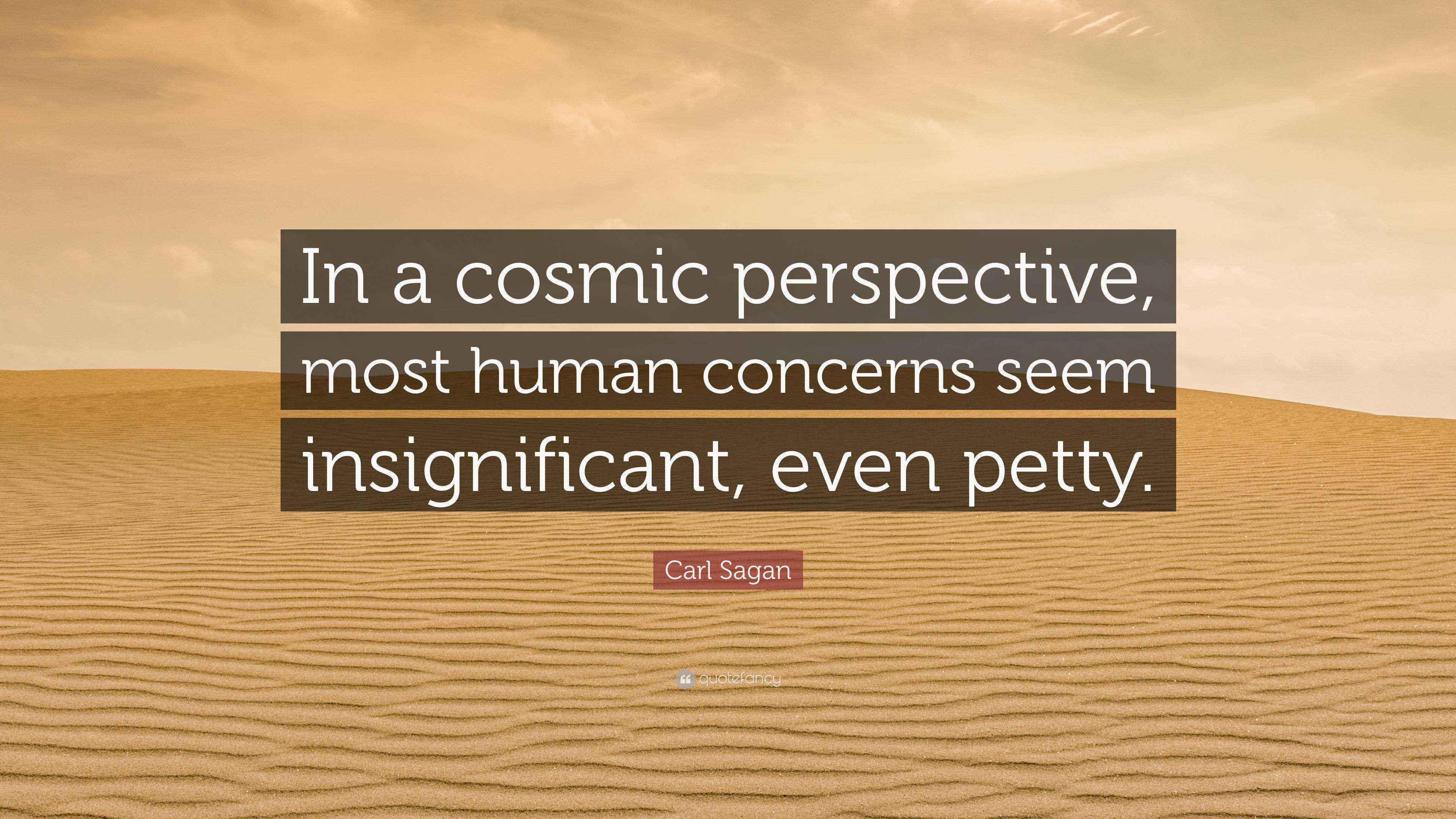 Carl Sagan Quote: “In a cosmic perspective, most human concerns seem ...