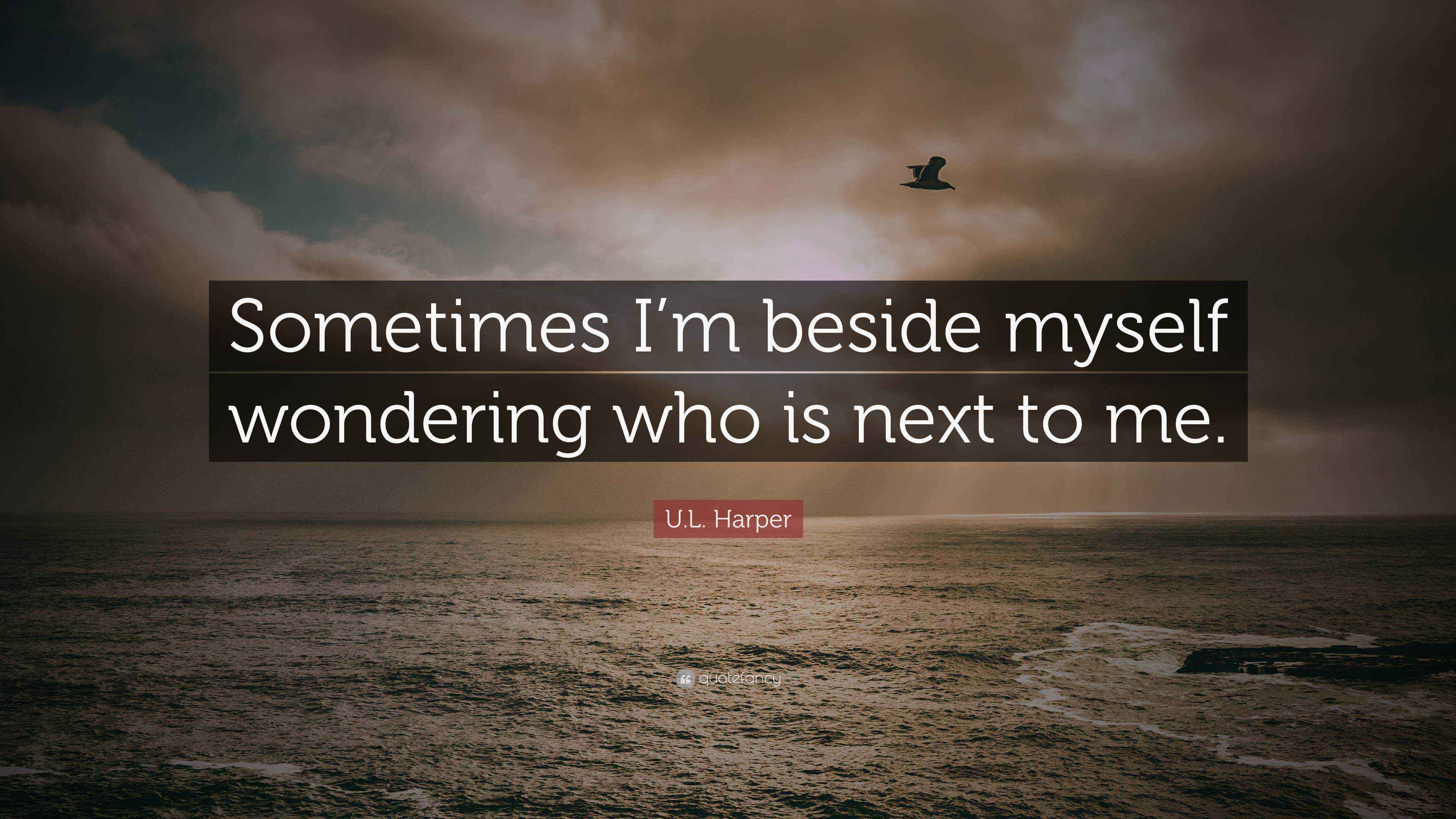 U.L. Harper Quote: “Sometimes I’m beside myself wondering who is next ...