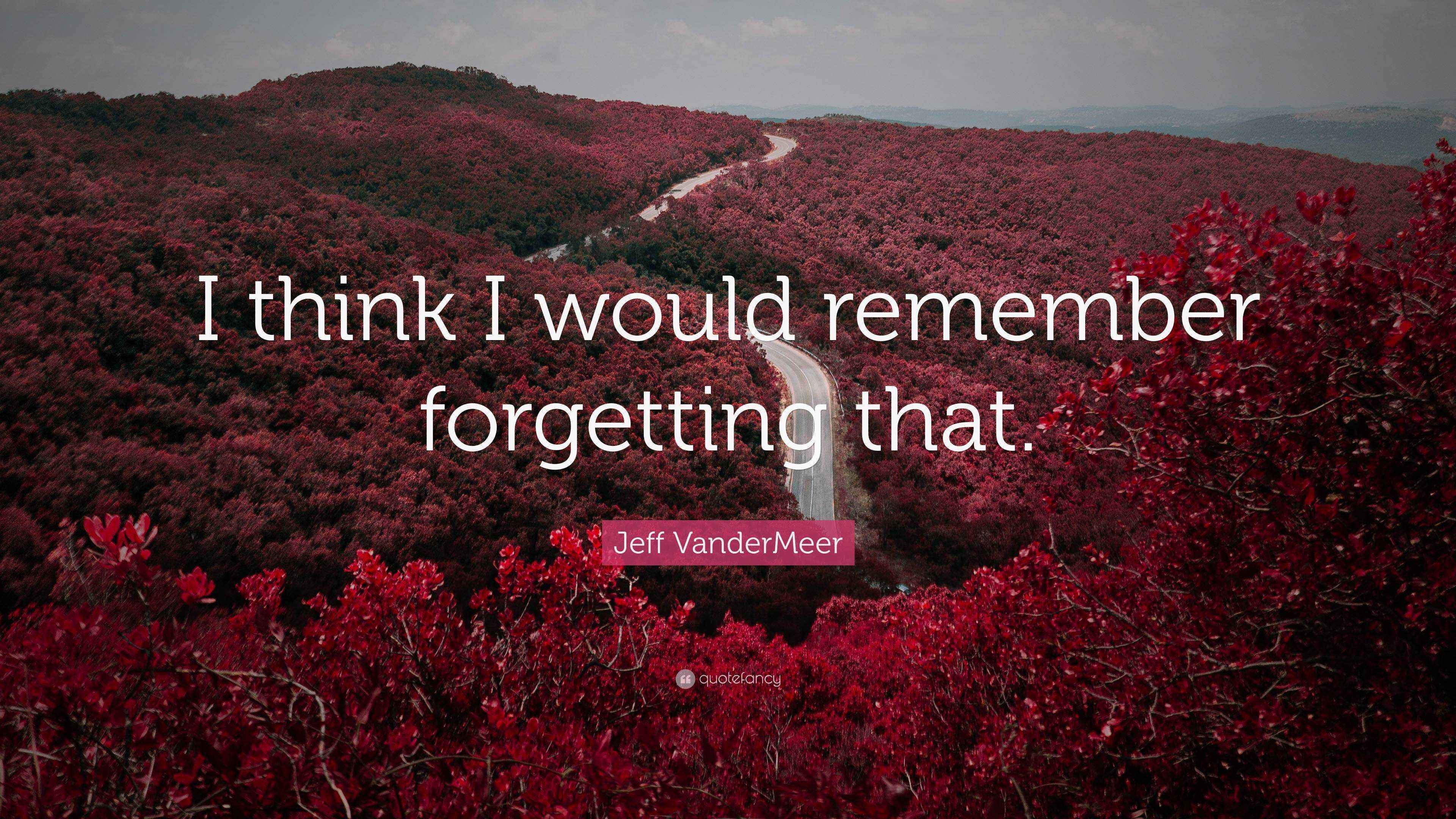 Jeff VanderMeer Quote: “I think I would remember forgetting that.”