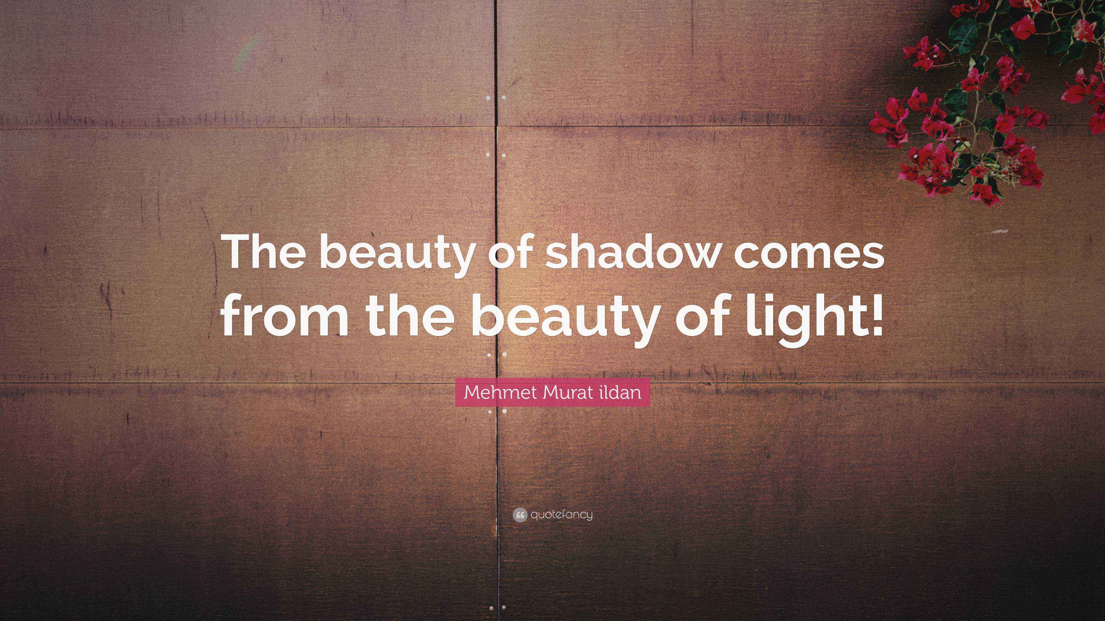 Mehmet Murat ildan Quote: “The beauty of shadow comes from the beauty ...