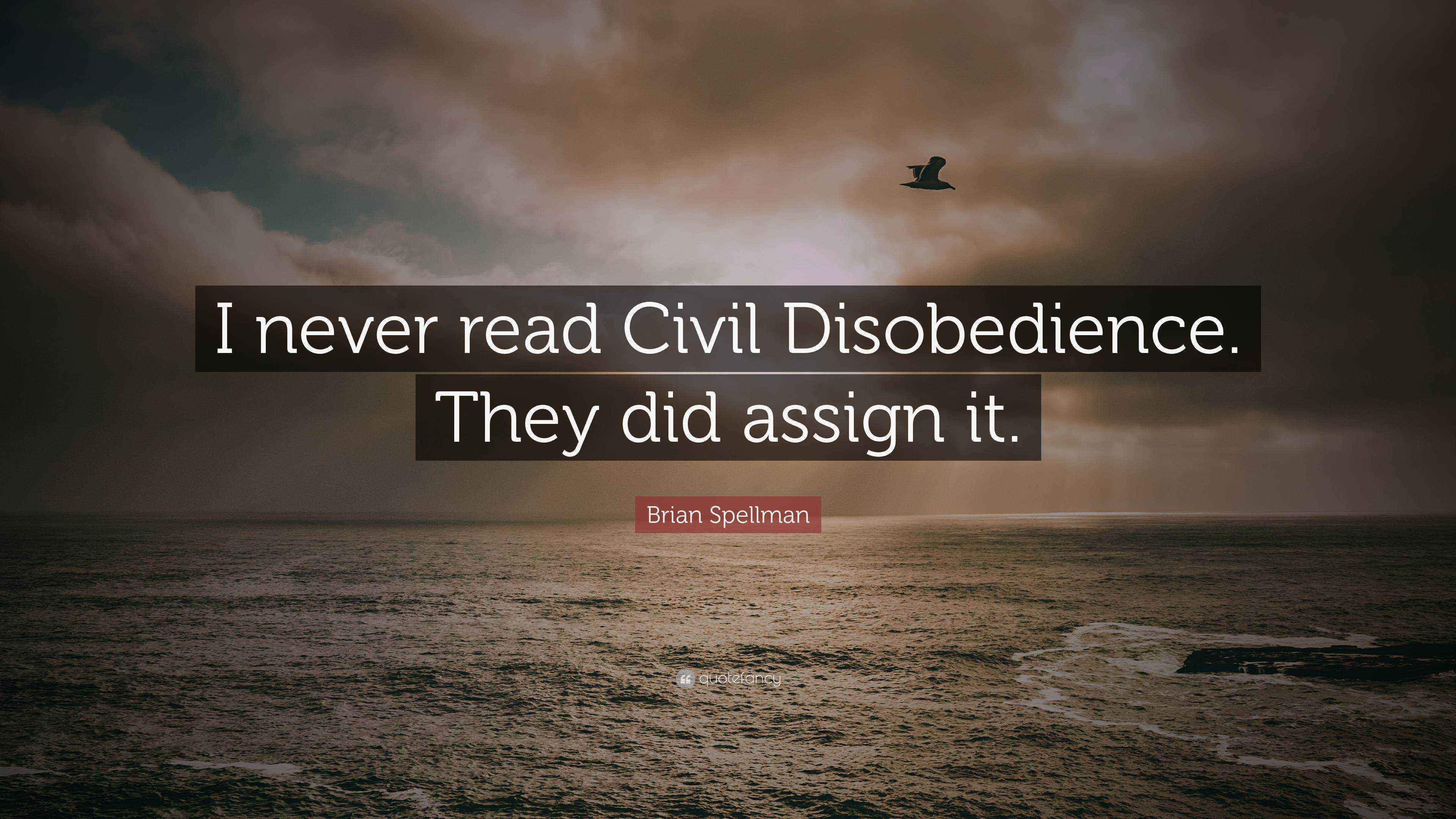 Brian Spellman Quote: “I never read Civil Disobedience. They did assign ...