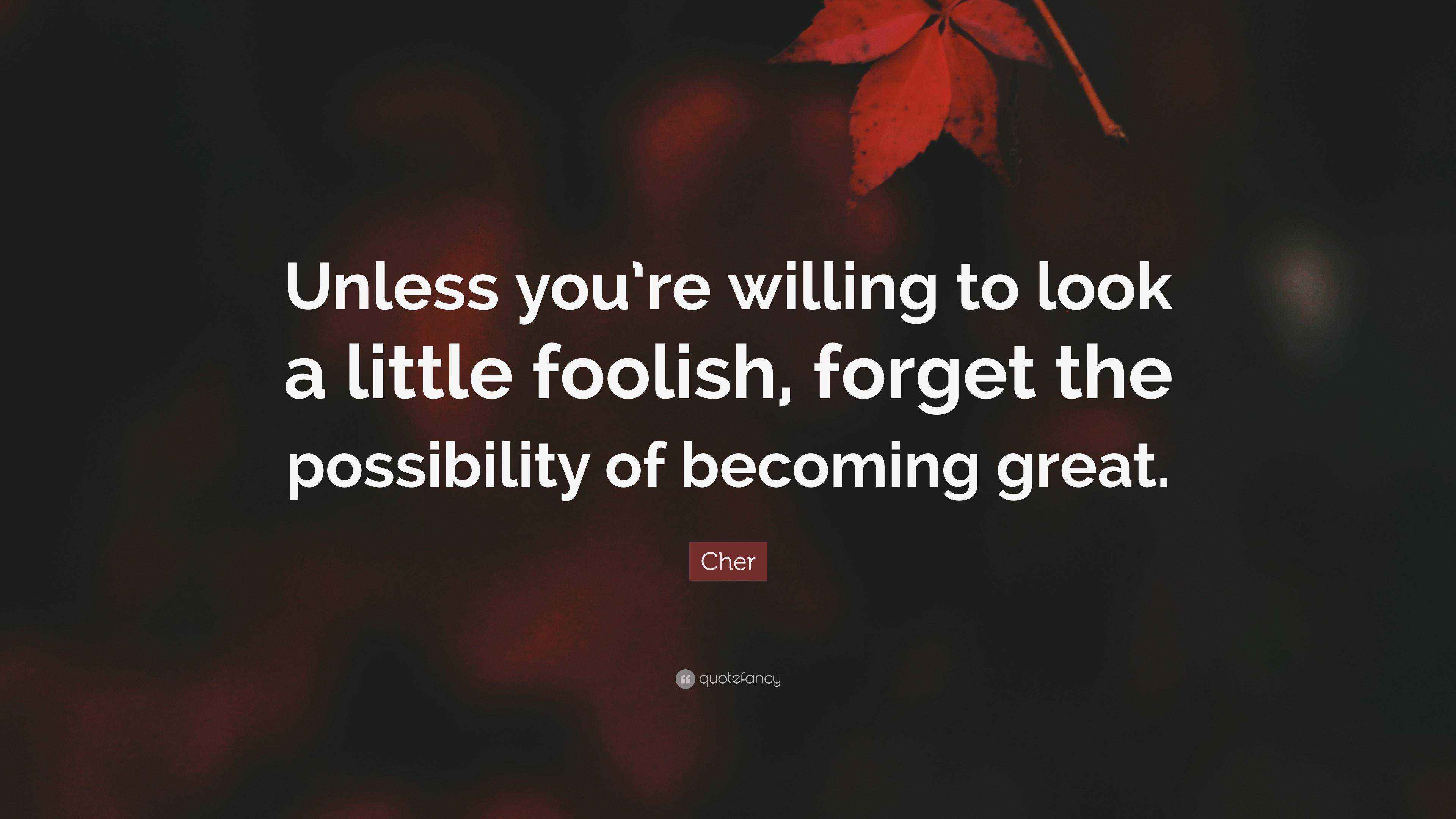 Cher Quote: “Unless you’re willing to look a little foolish, forget the ...